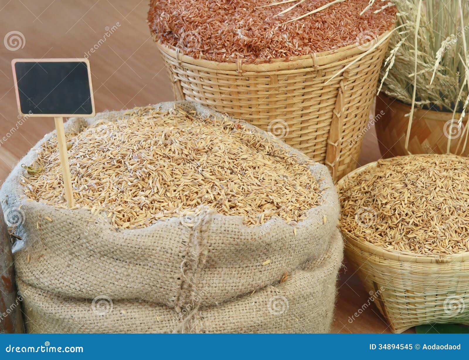 Rice in sack stock image. Image of market, nutrition - 34894545