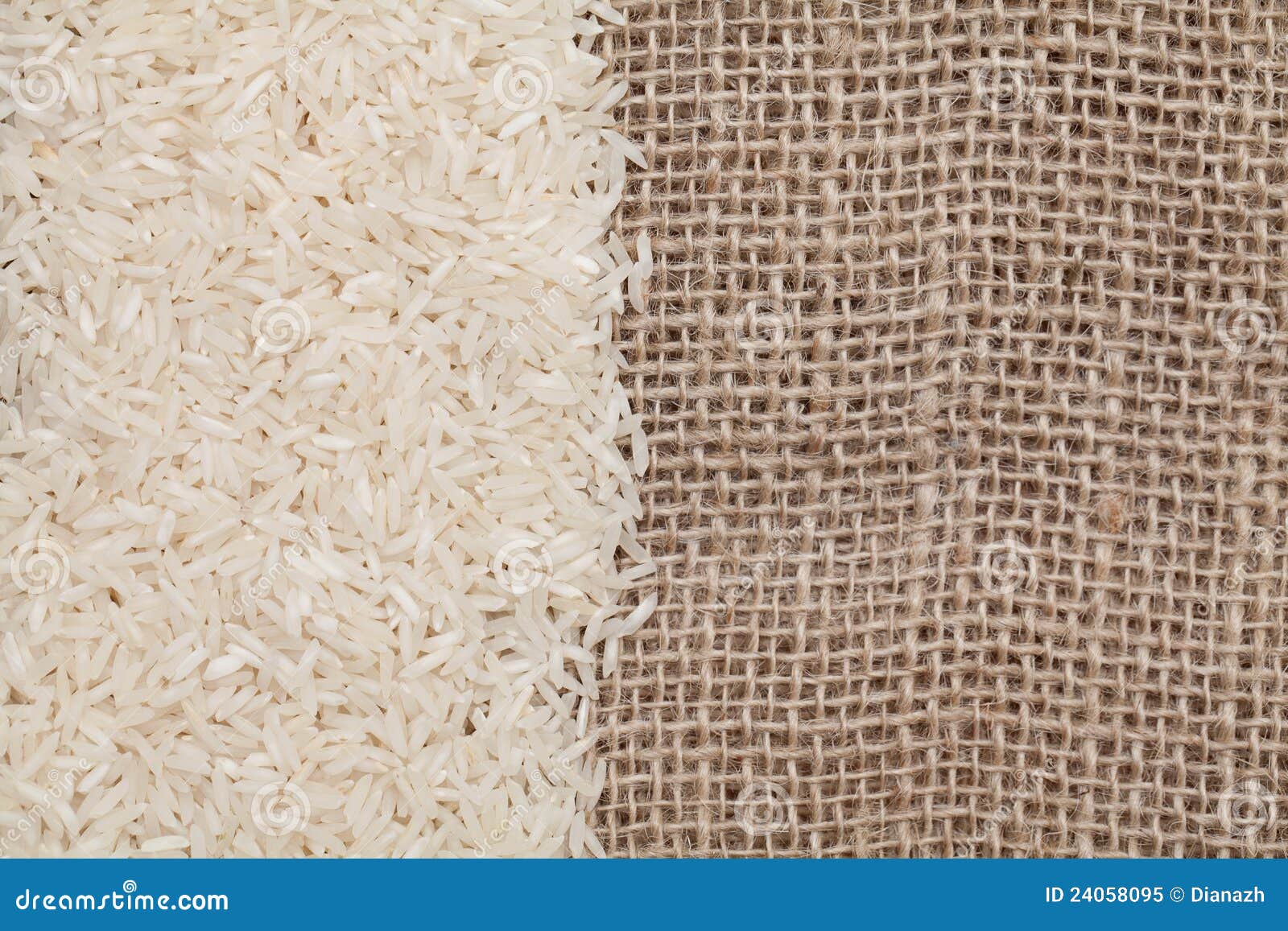 Rice on sackcloth stock image. Image of heap, kitchen - 24058095
