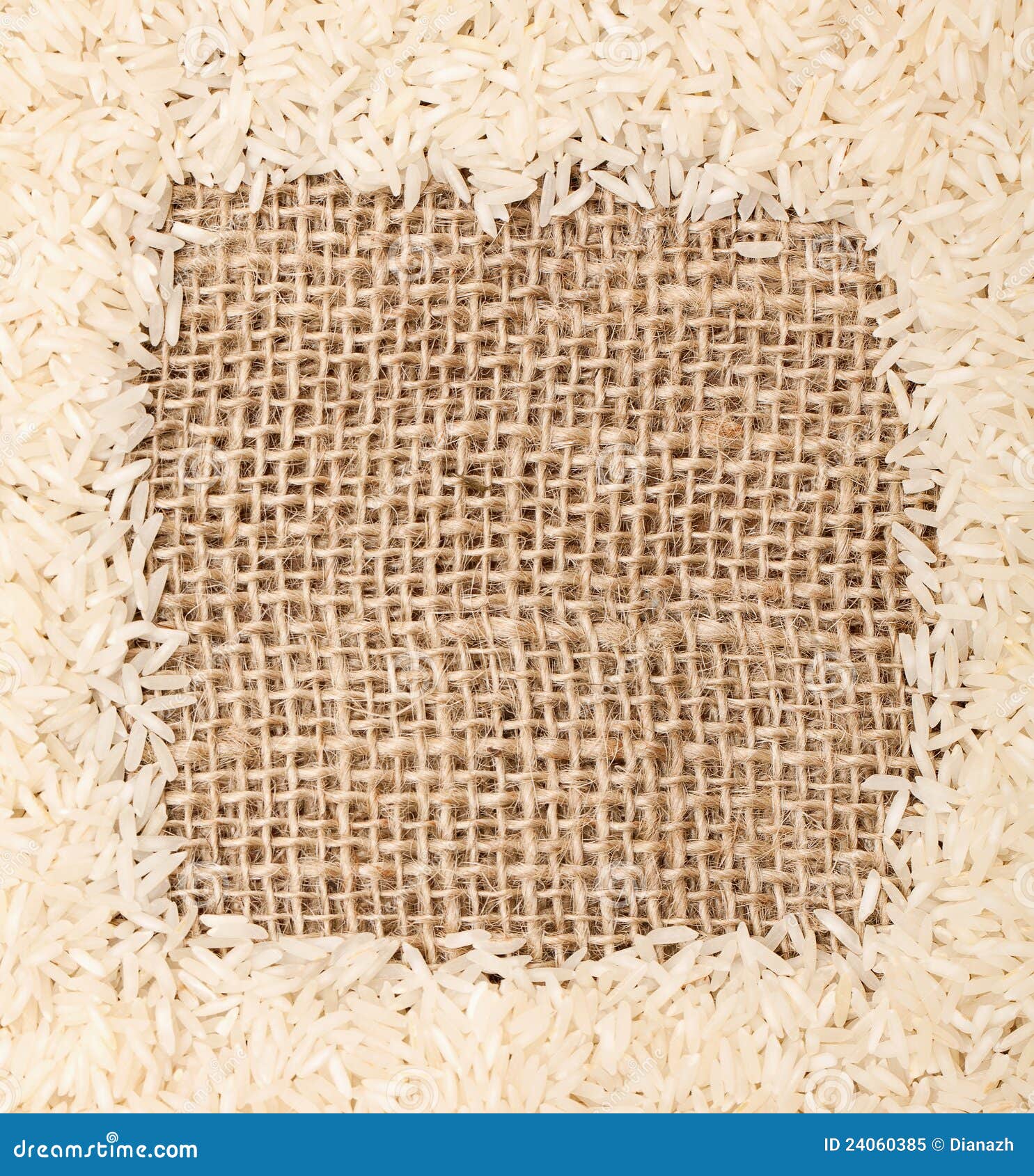 Rice on sackcloth frame stock image. Image of details - 24060385