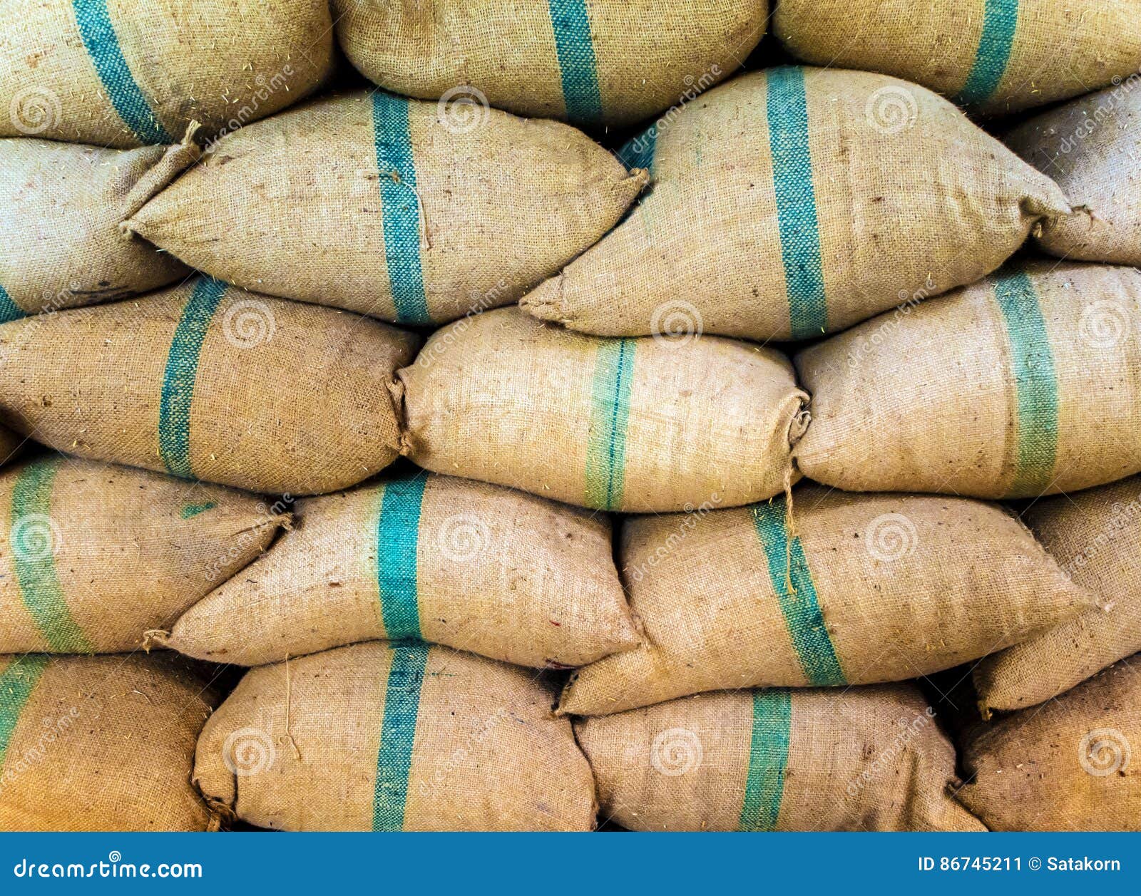 Rice in Sacks Stacked Up a Lot Stock Image - Image of stacked ...