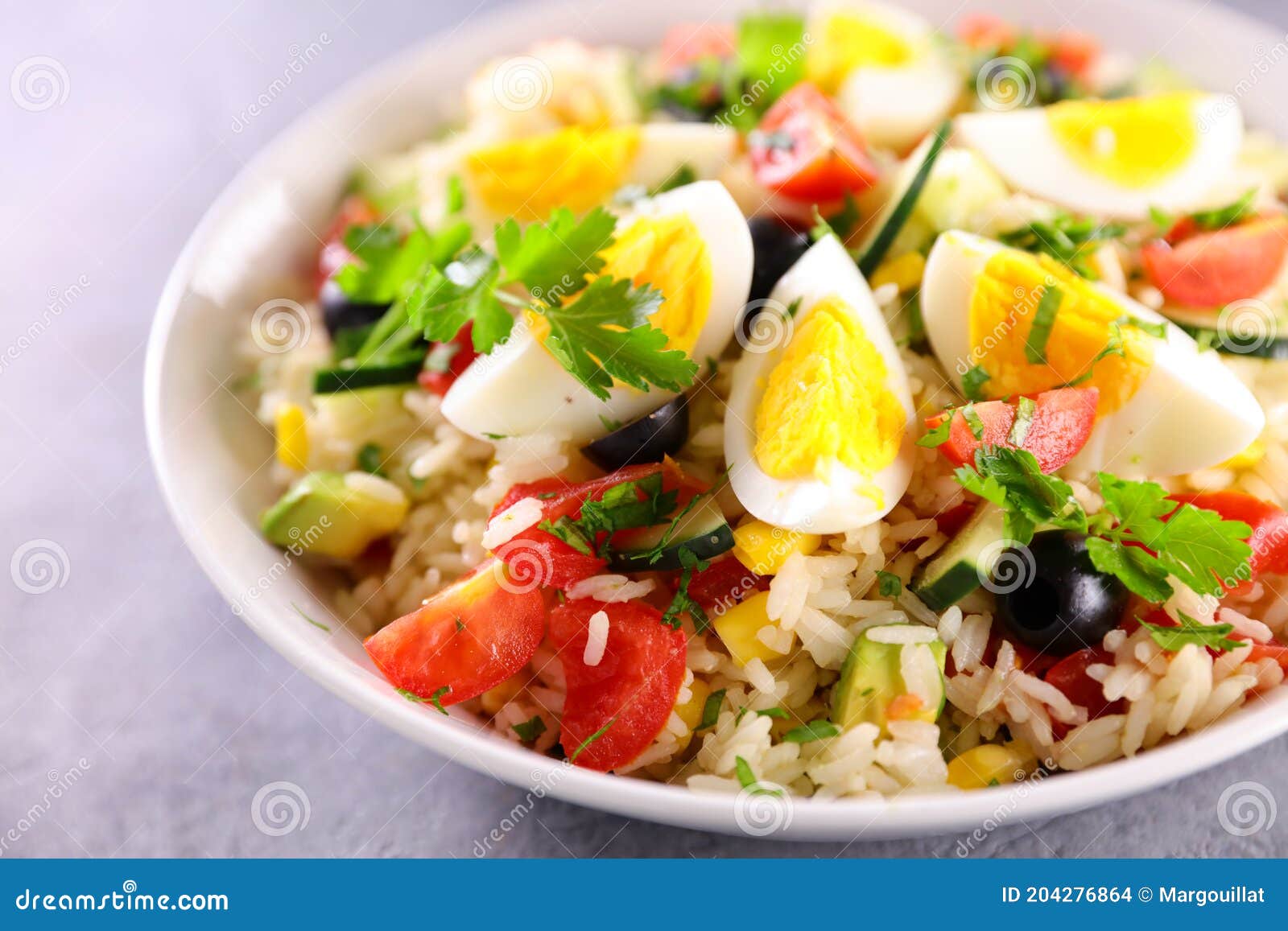 Rice Salad with Mixed Vegetable Stock Photo - Image of olive ...