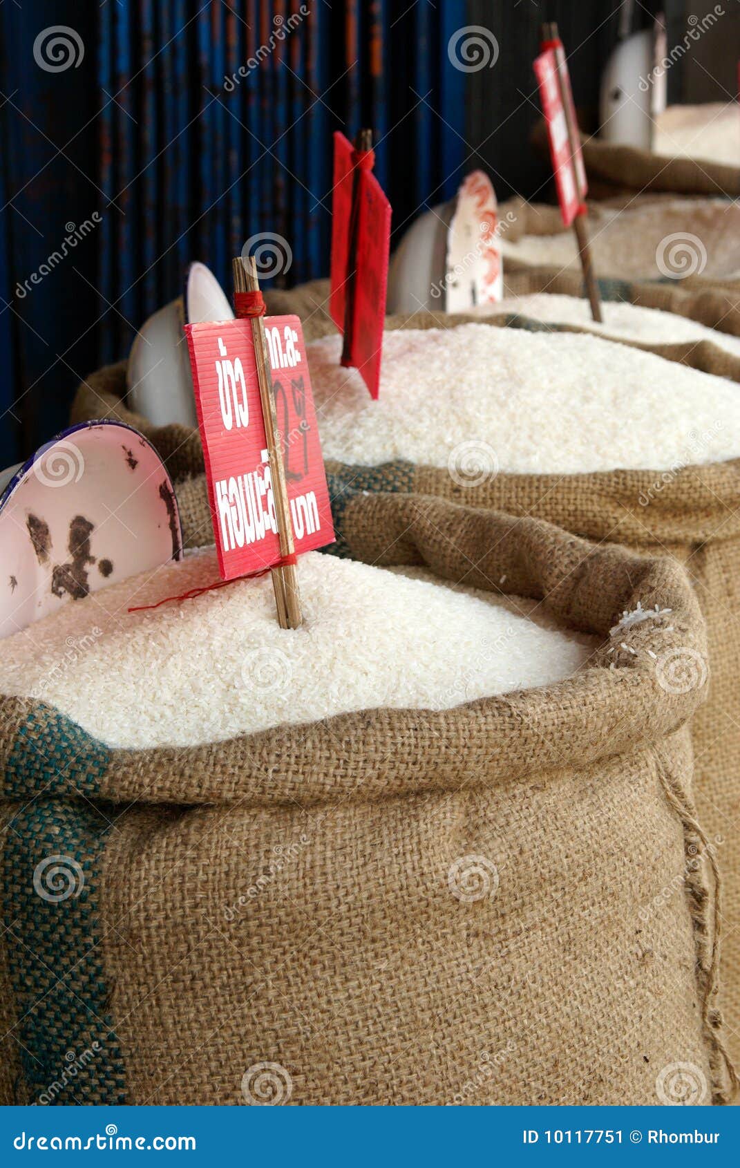 Rice for sale stock image. Image of shop, thailand, sack - 10117751