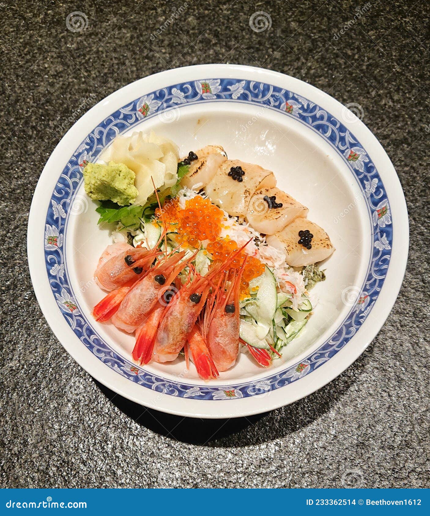 Rice with Sashimi in Japanese Style Stock Photo - Image of scallops ...