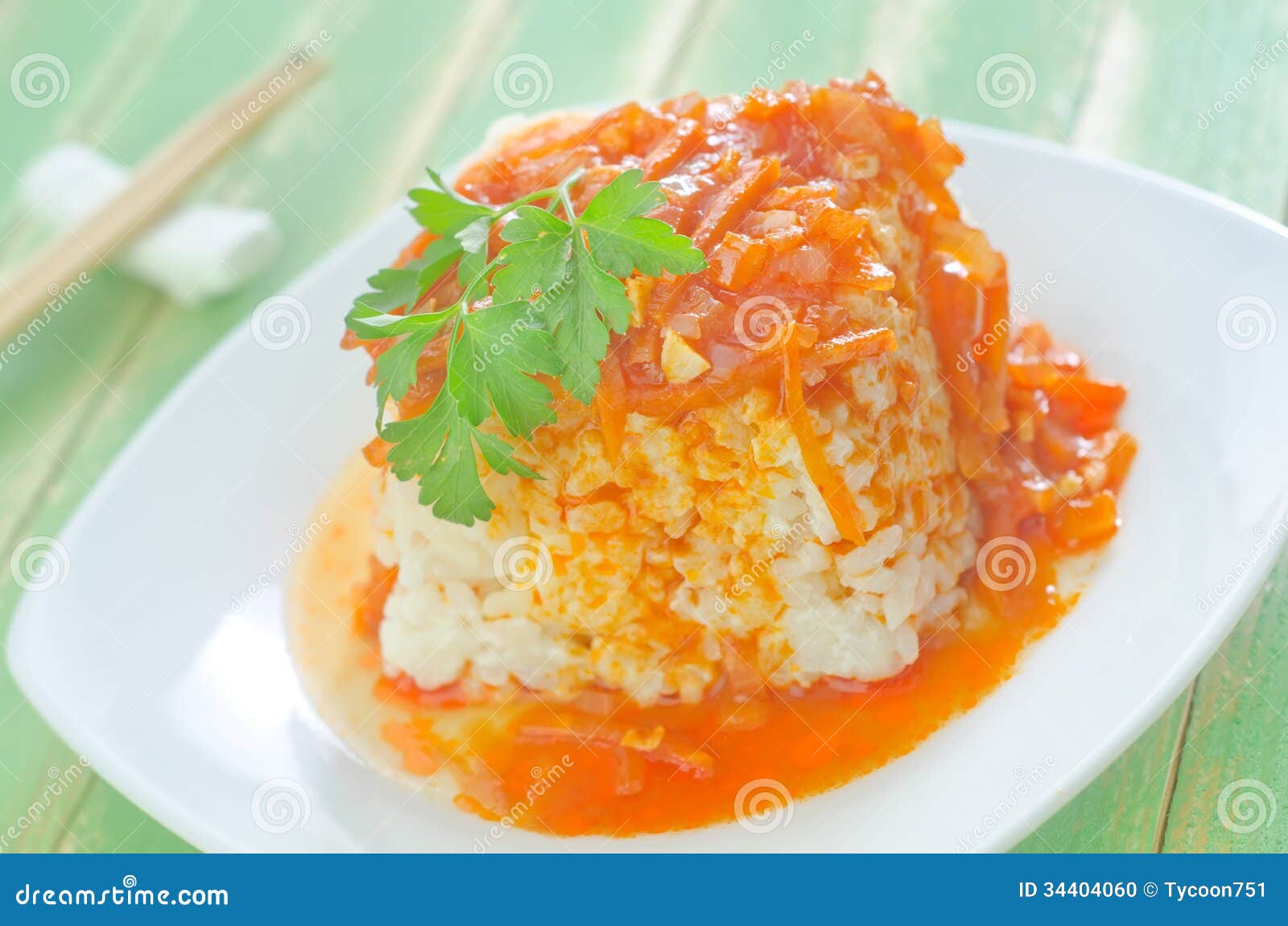 Rice with sauce stock photo. Image of food, chinese, dish - 34404060