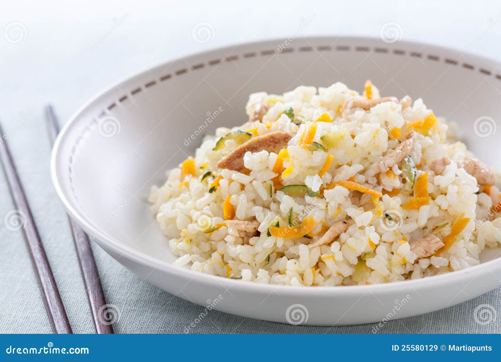 Rice Sauteed with Vegetables and Chicken Stock Image - Image of grained ...