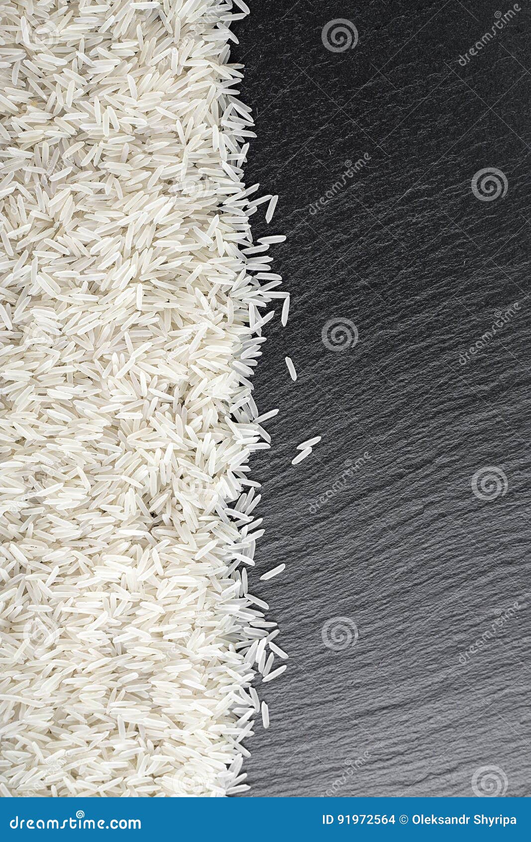 Rice Scattered on the Black Background Stock Photo - Image of healthy ...