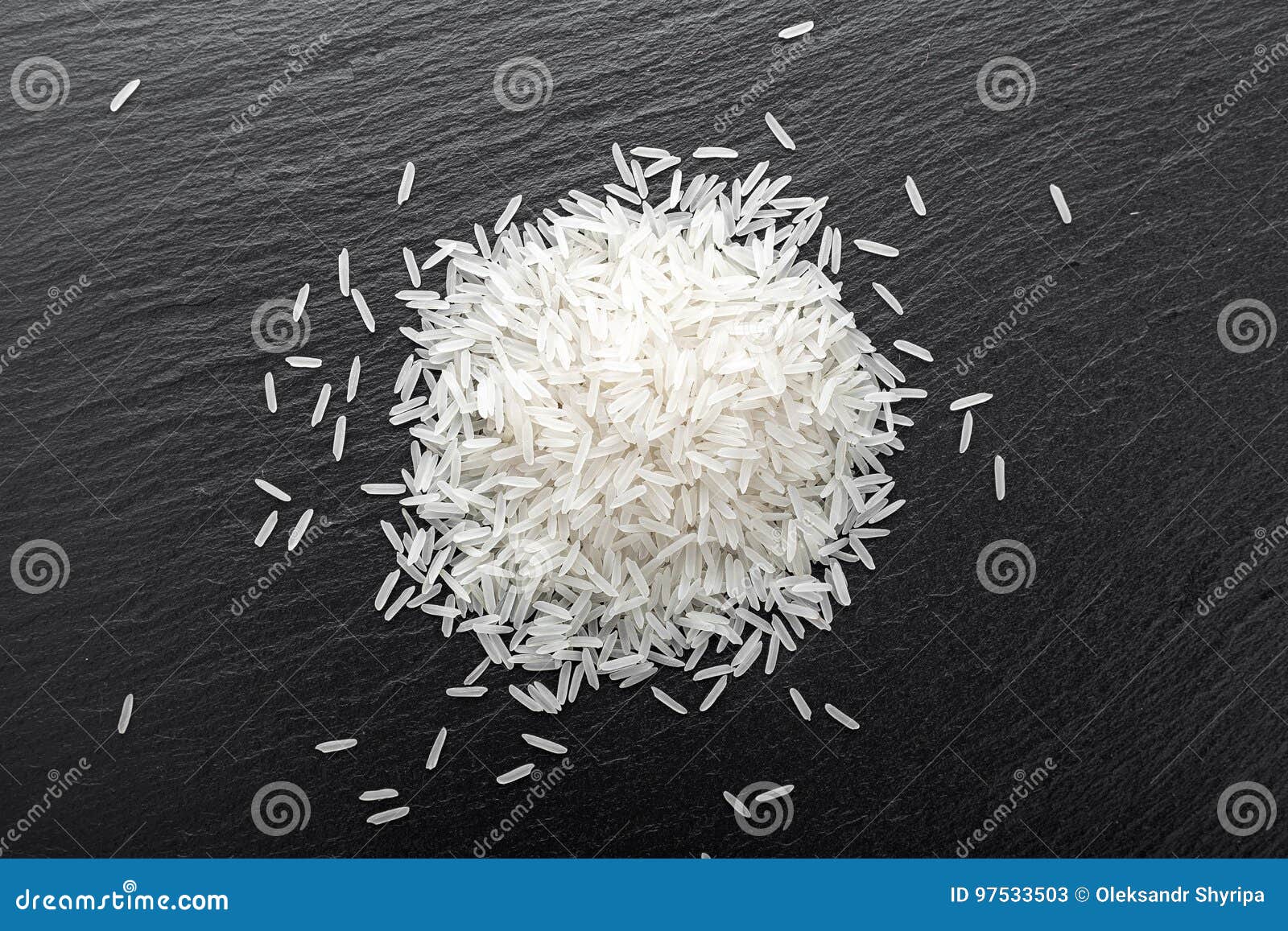 Rice Scattered on the Black Background Stock Image - Image of kitchen ...