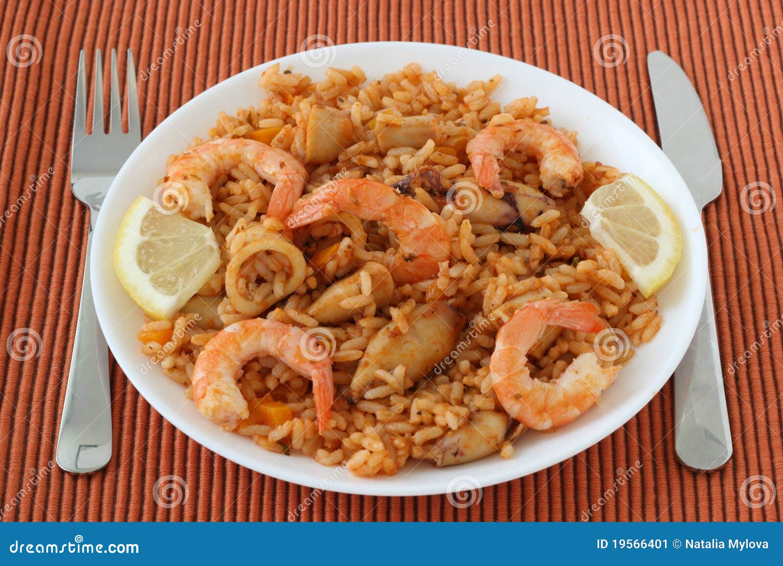 Rice with seafood stock image. Image of napkin, mediterranean - 19566401