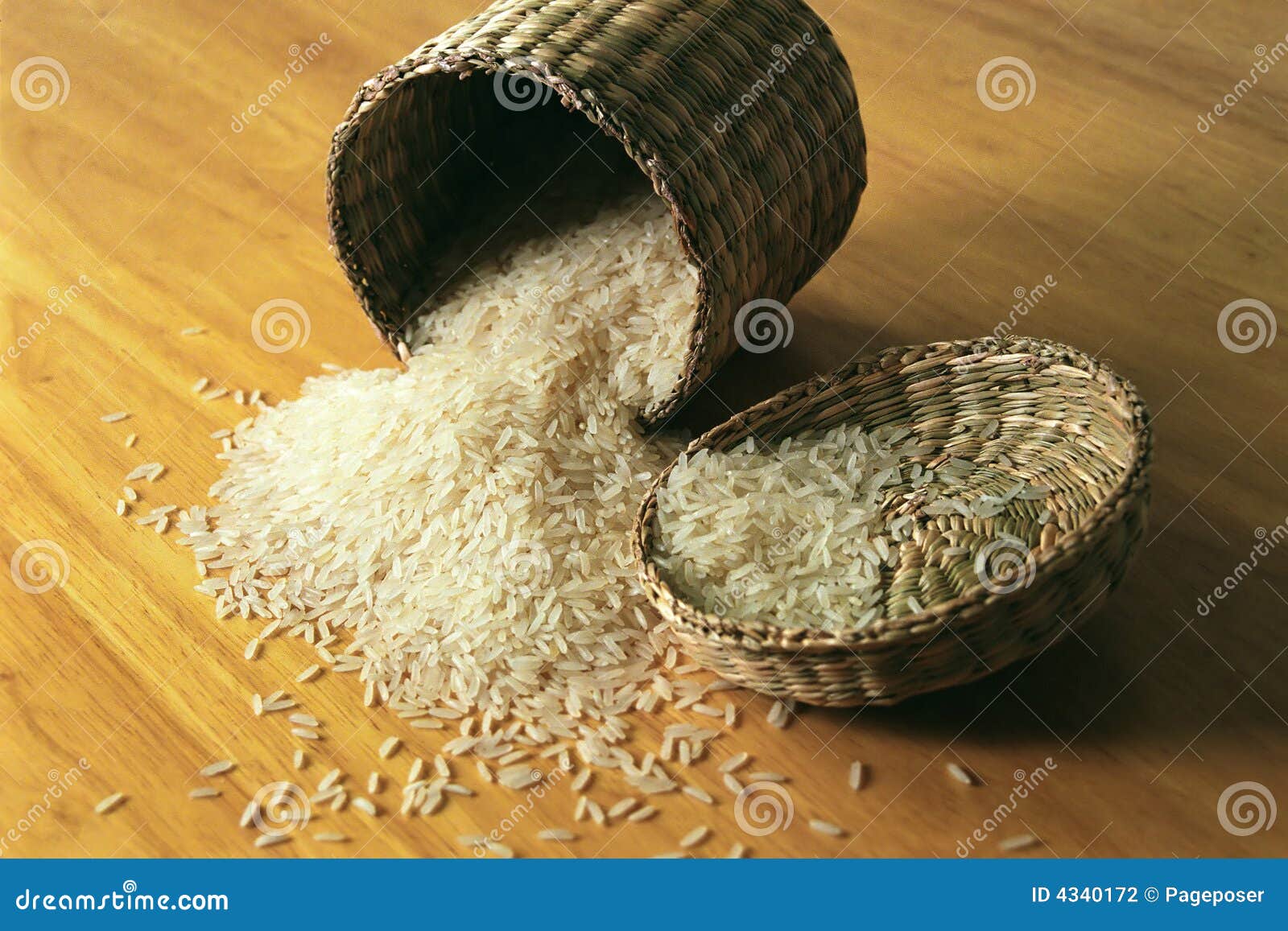 Rice in Small Basket stock photo. Image of crop, rice - 4340172