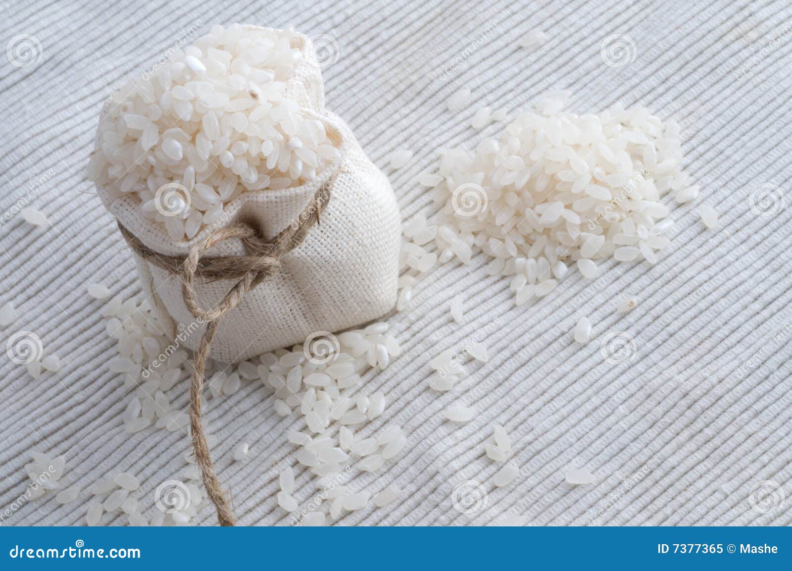 Rice in small sack stock image. Image of macro, cereal - 7377365