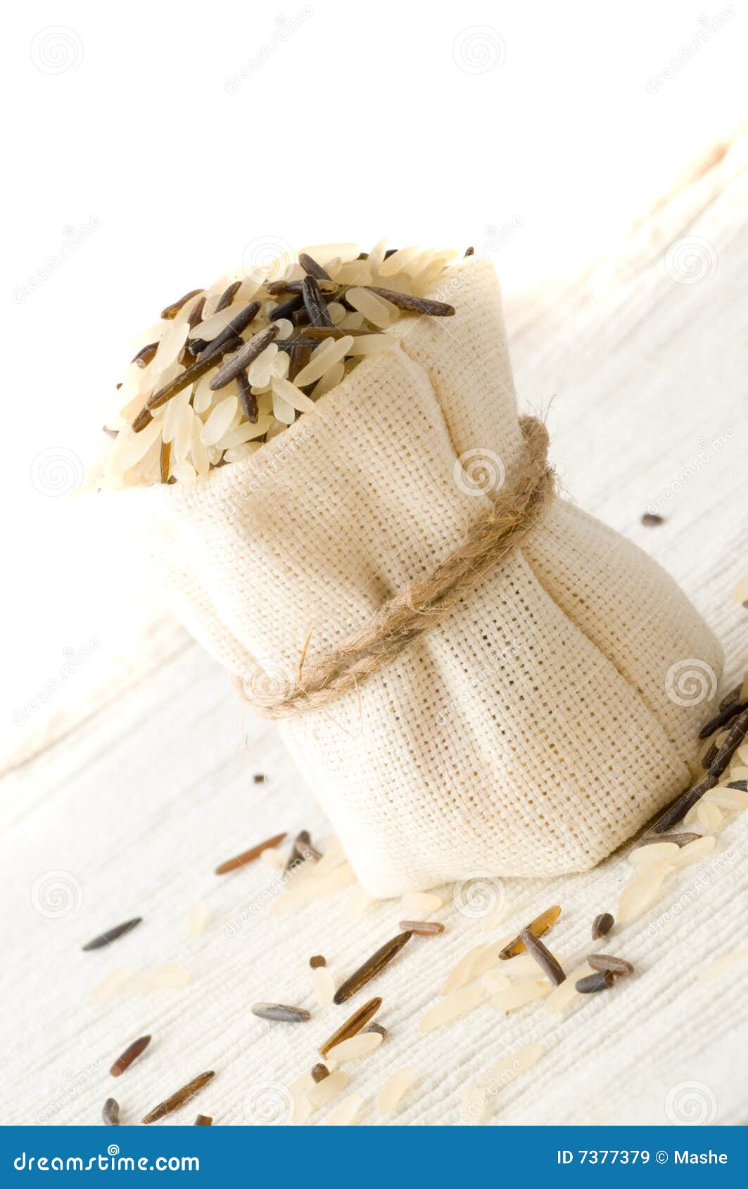 Rice in small sack stock image. Image of particle, baking - 7377379