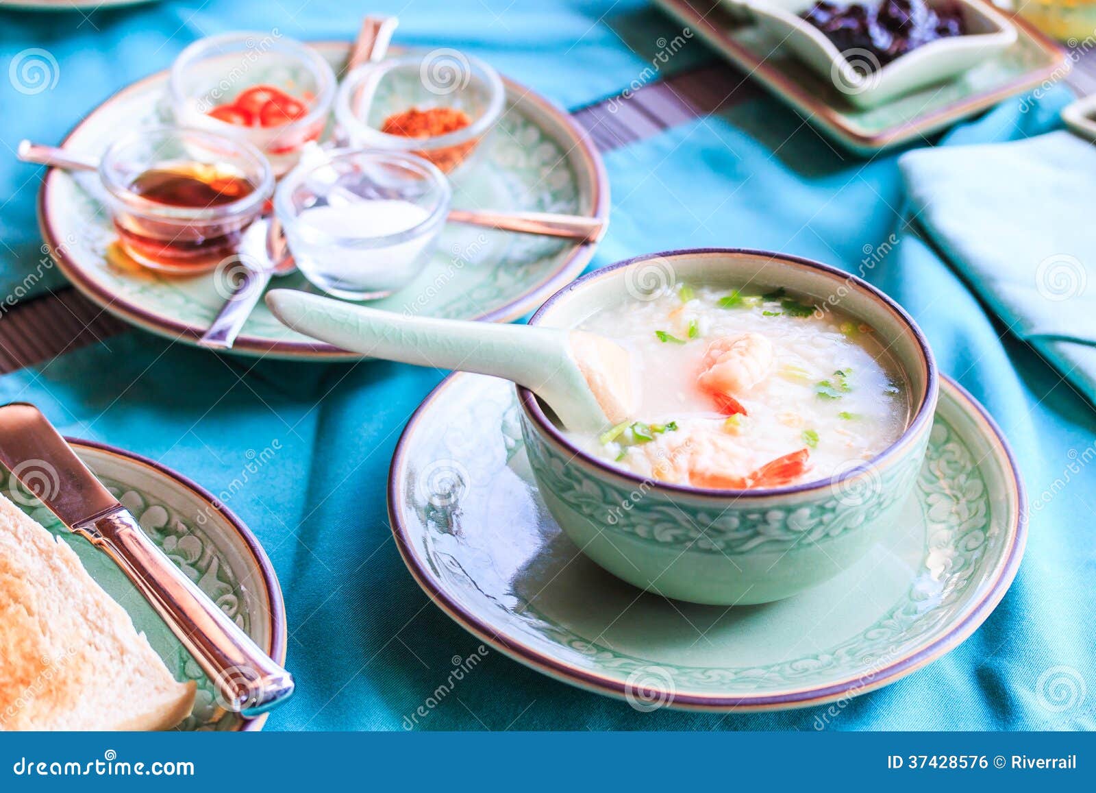 Rice soup stock photo. Image of diet, coriander, green - 37428576