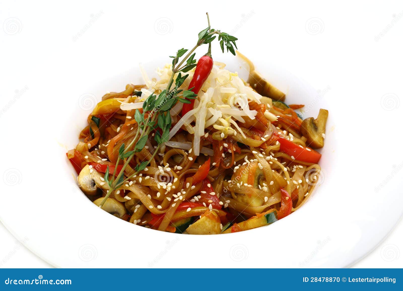 Rice Spaghetti with Vegetables Stock Photo - Image of isolated, italian ...