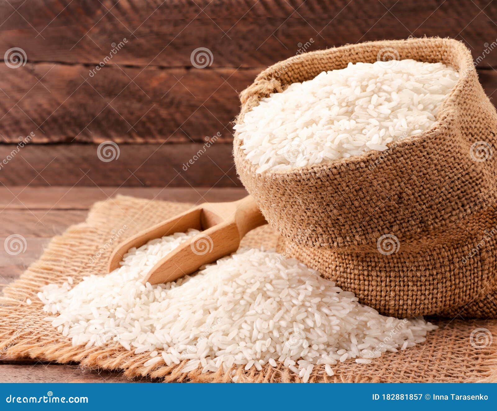 Rice Spills Out of a Bag. Background Stock Image - Image of spatula ...