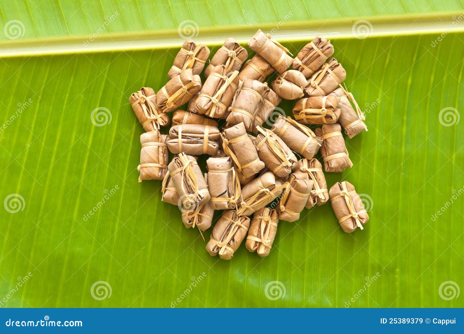 Rice Steamed in Banana Leaf Stock Image - Image of food, meal: 25389379