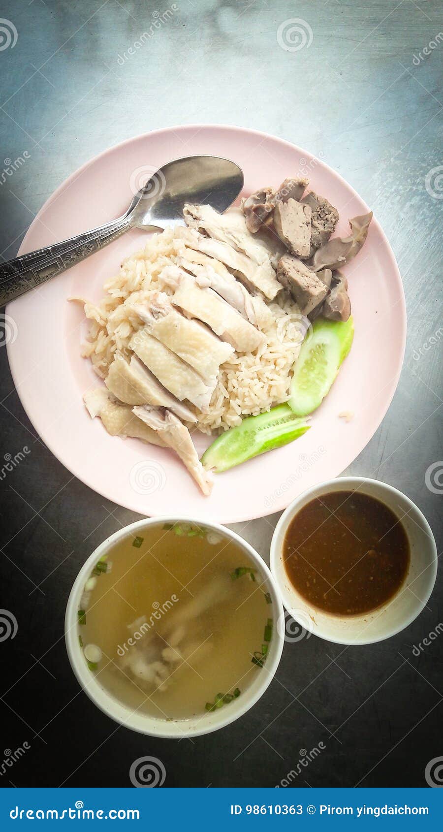 Rice Steamed with Chicken Soup Stock Image - Image of rice, delicious ...
