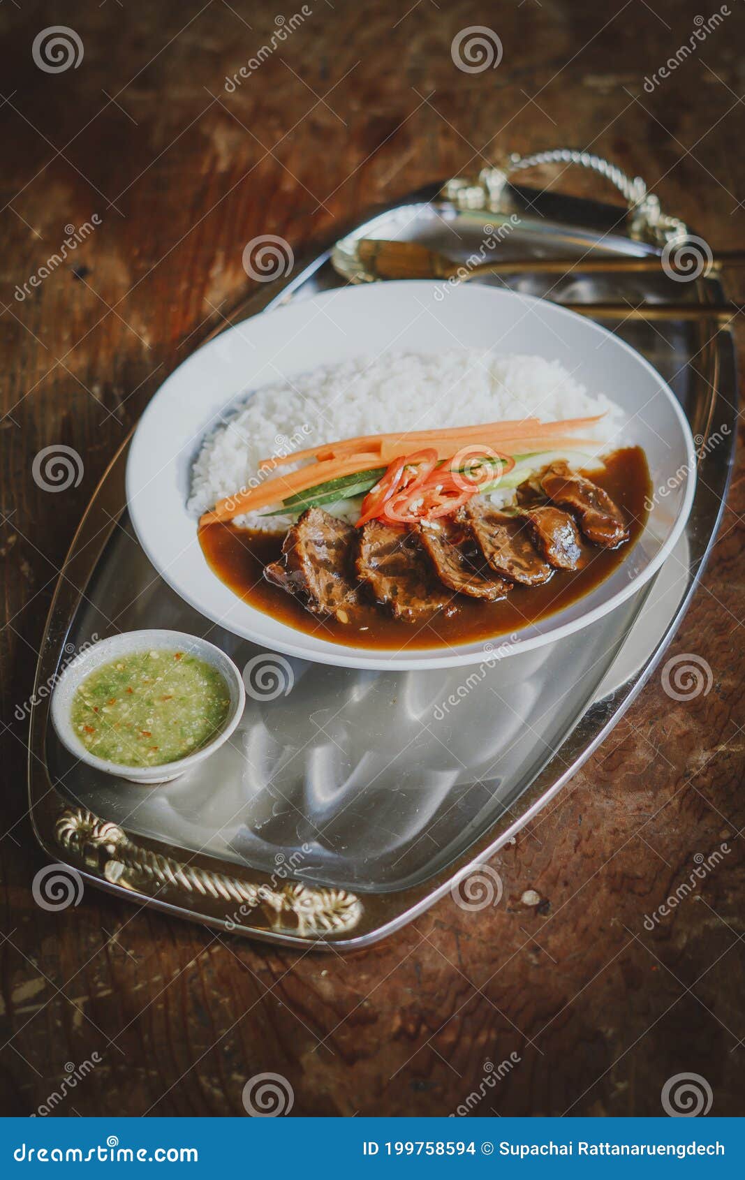 Rice with Stewed Beef stock photo. Image of abstract - 199758594