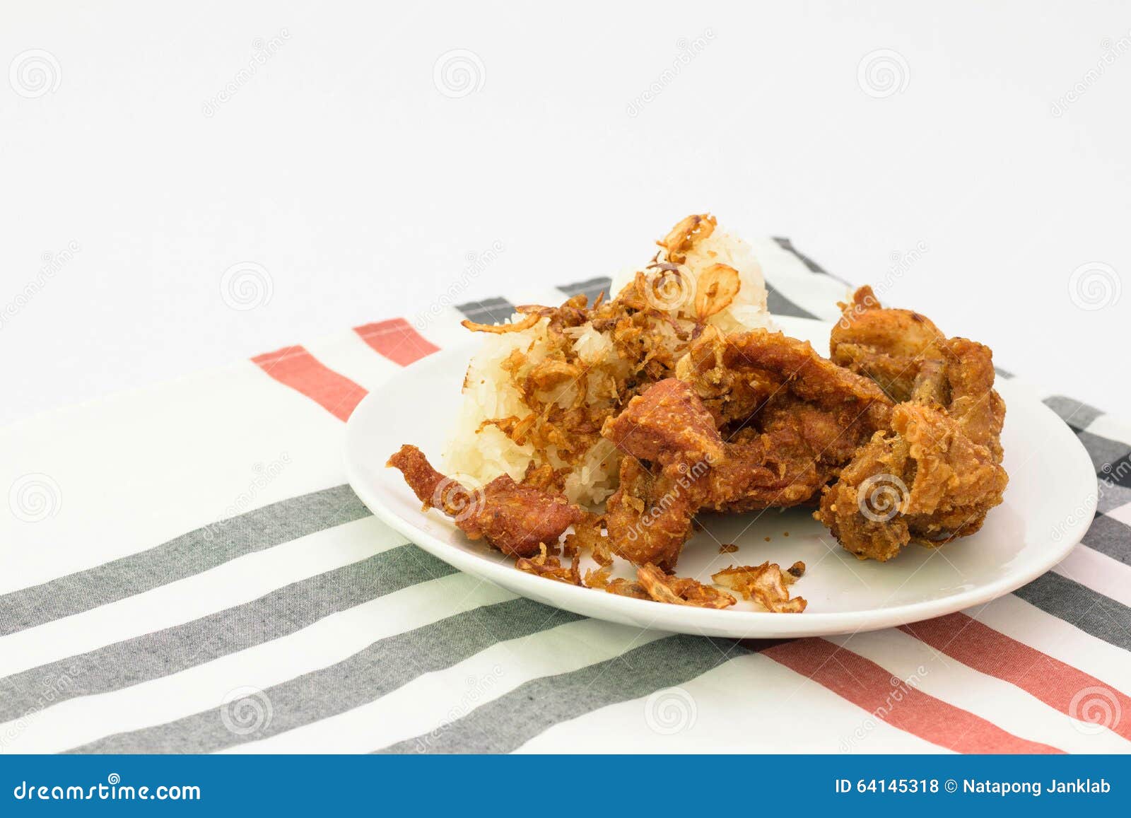Rice sticky fried chicken stock photo. Image of dish - 64145318
