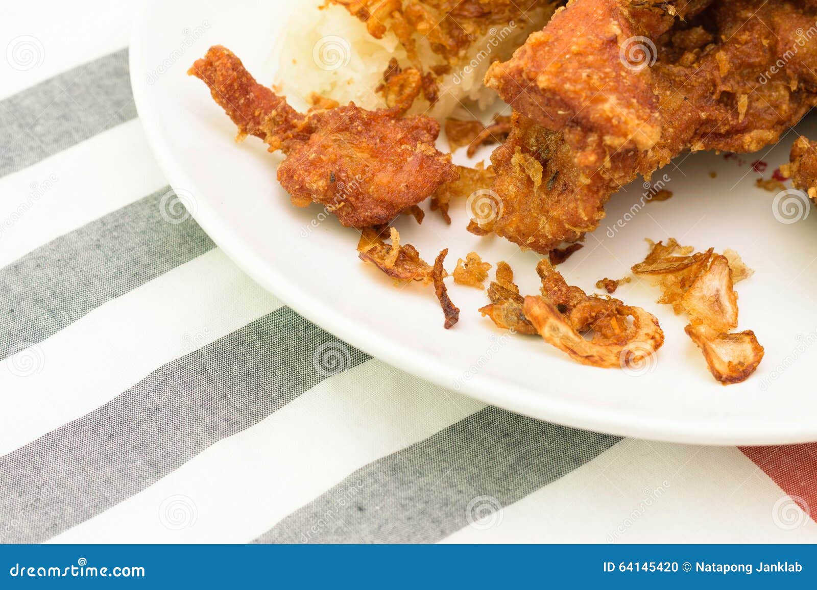 Rice sticky fried chicken stock photo. Image of thailand - 64145420