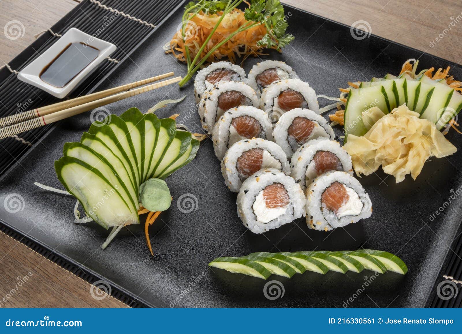 Rice Sushi with Salmon and Cream Cheese Stock Image - Image of ...