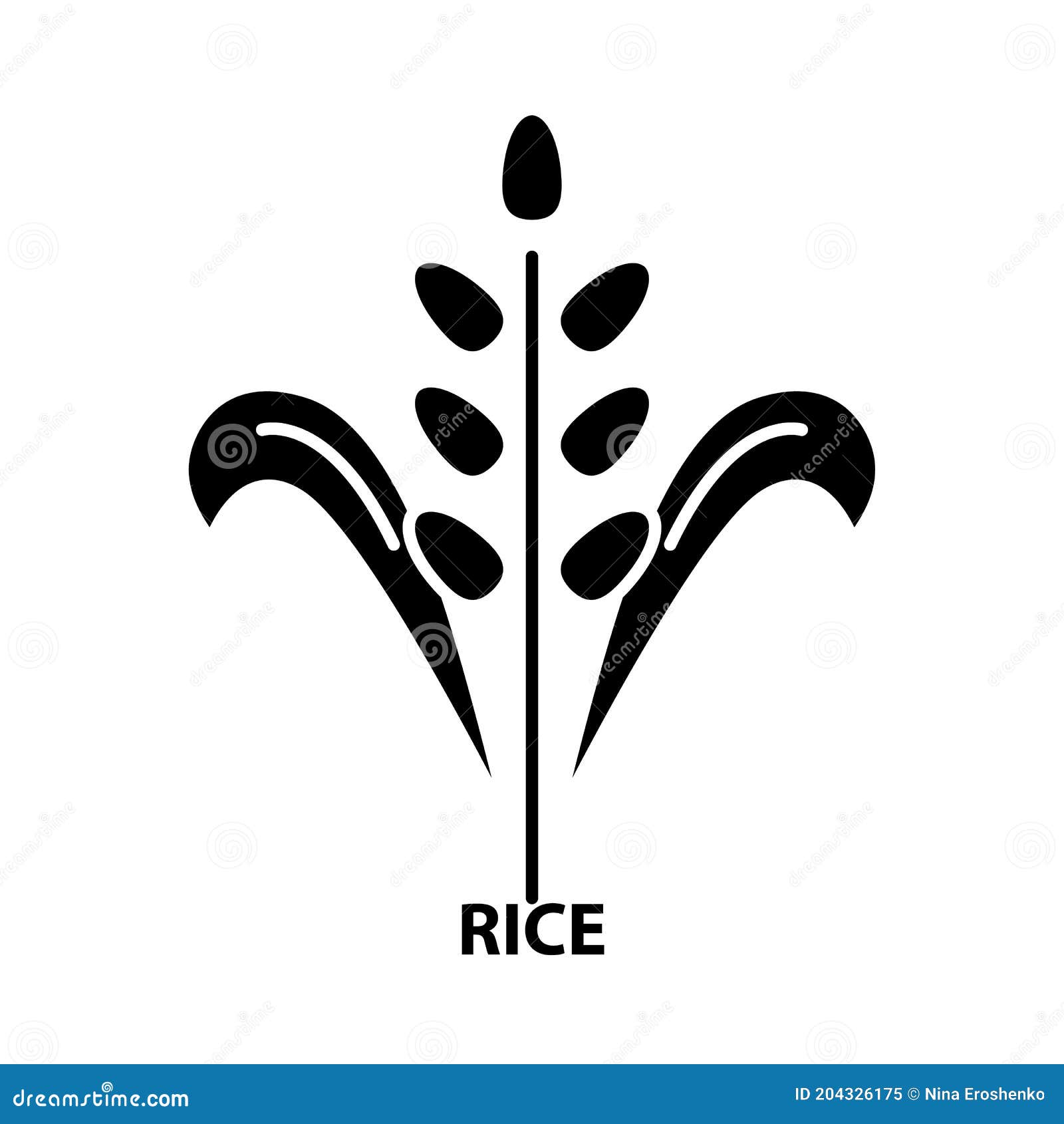 Rice Symbol Icon, Black Vector Sign with Editable Strokes, Concept ...