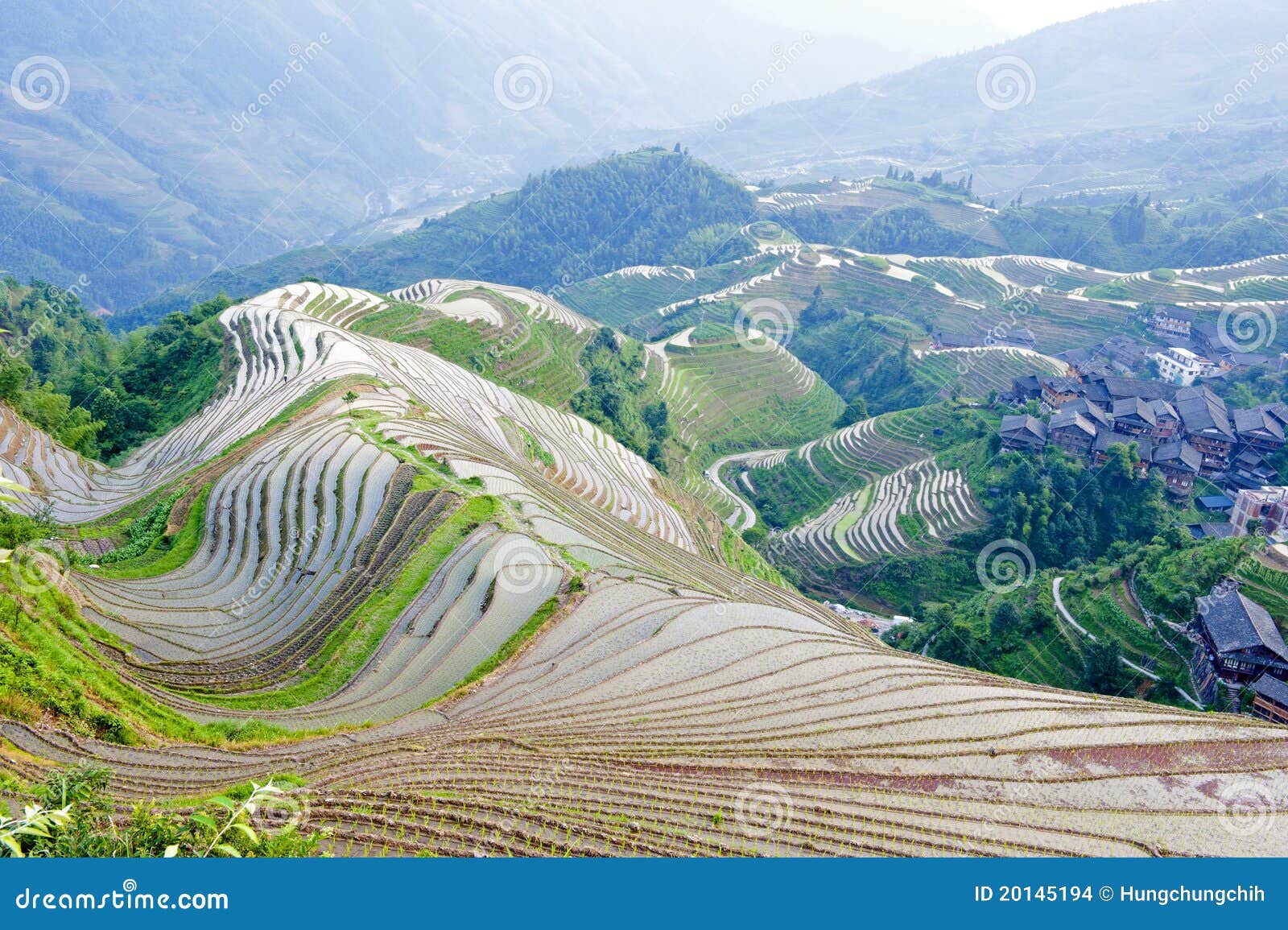 Rice Terrace Landscape in China Stock Photo - Image of china, land ...