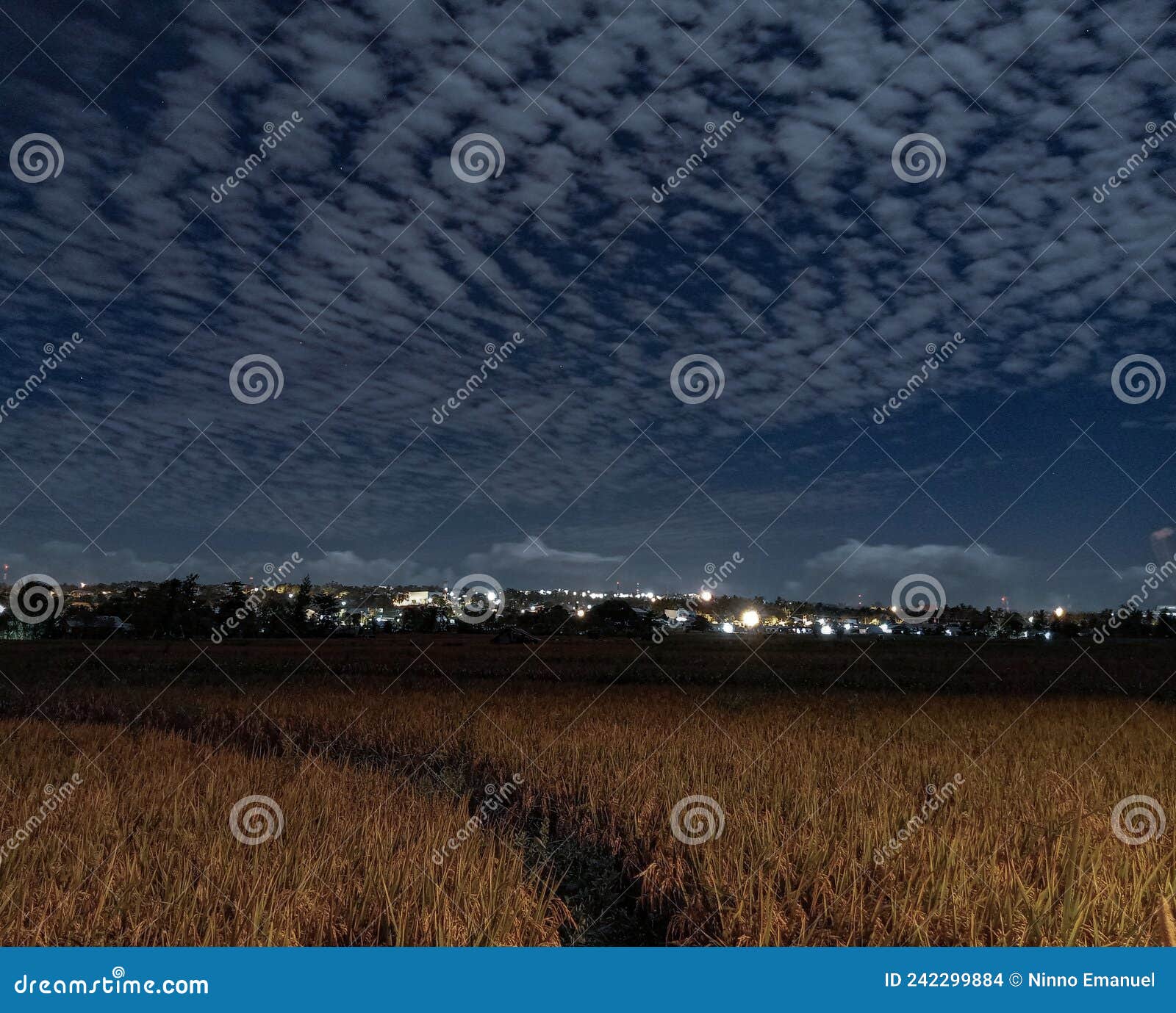 Rice Terrace at Night with Amazing Clouds in Sky Stock Photo - Image of ...