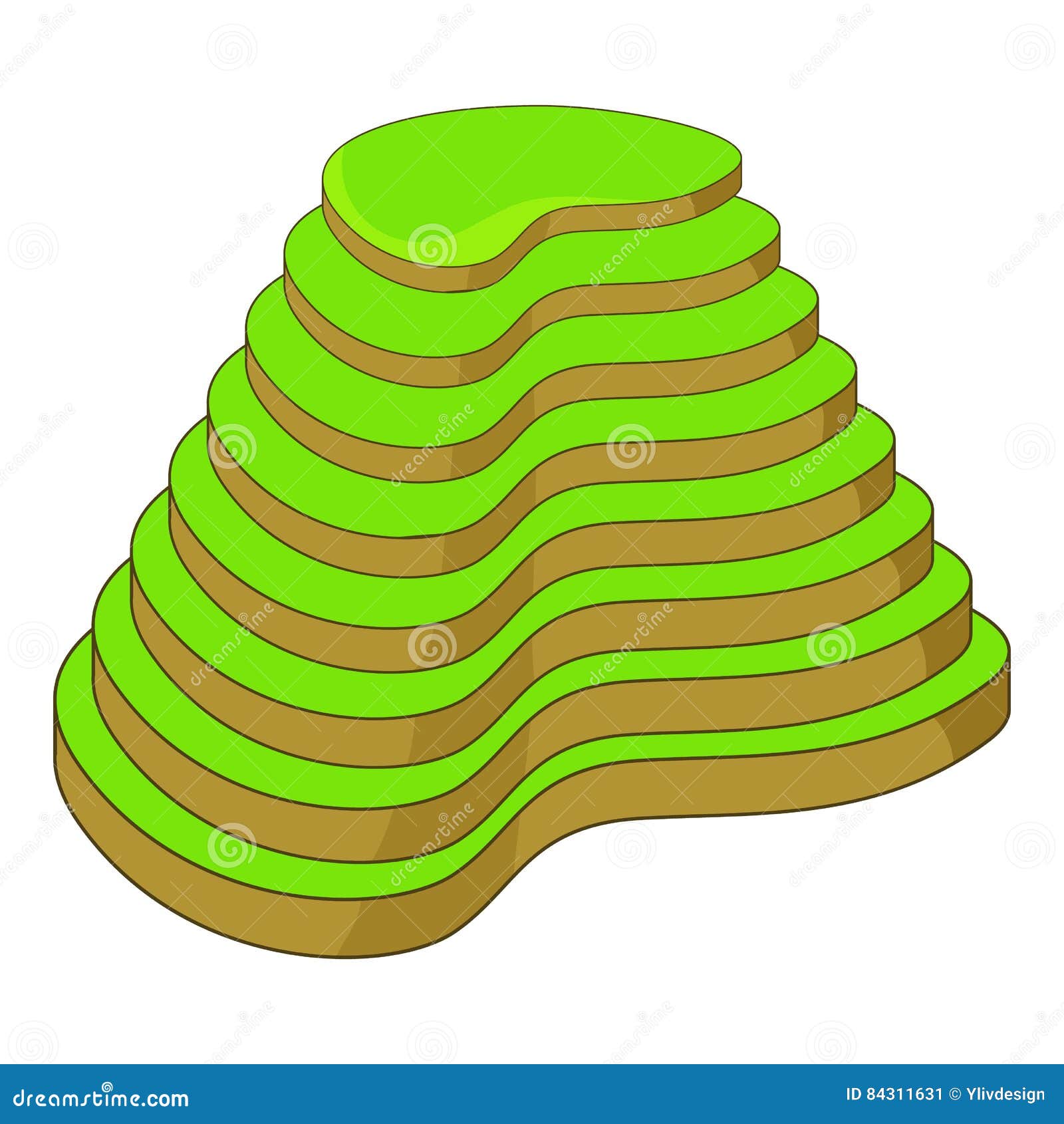Rice Terraces Icon, Cartoon Style Stock Vector - Illustration of group ...