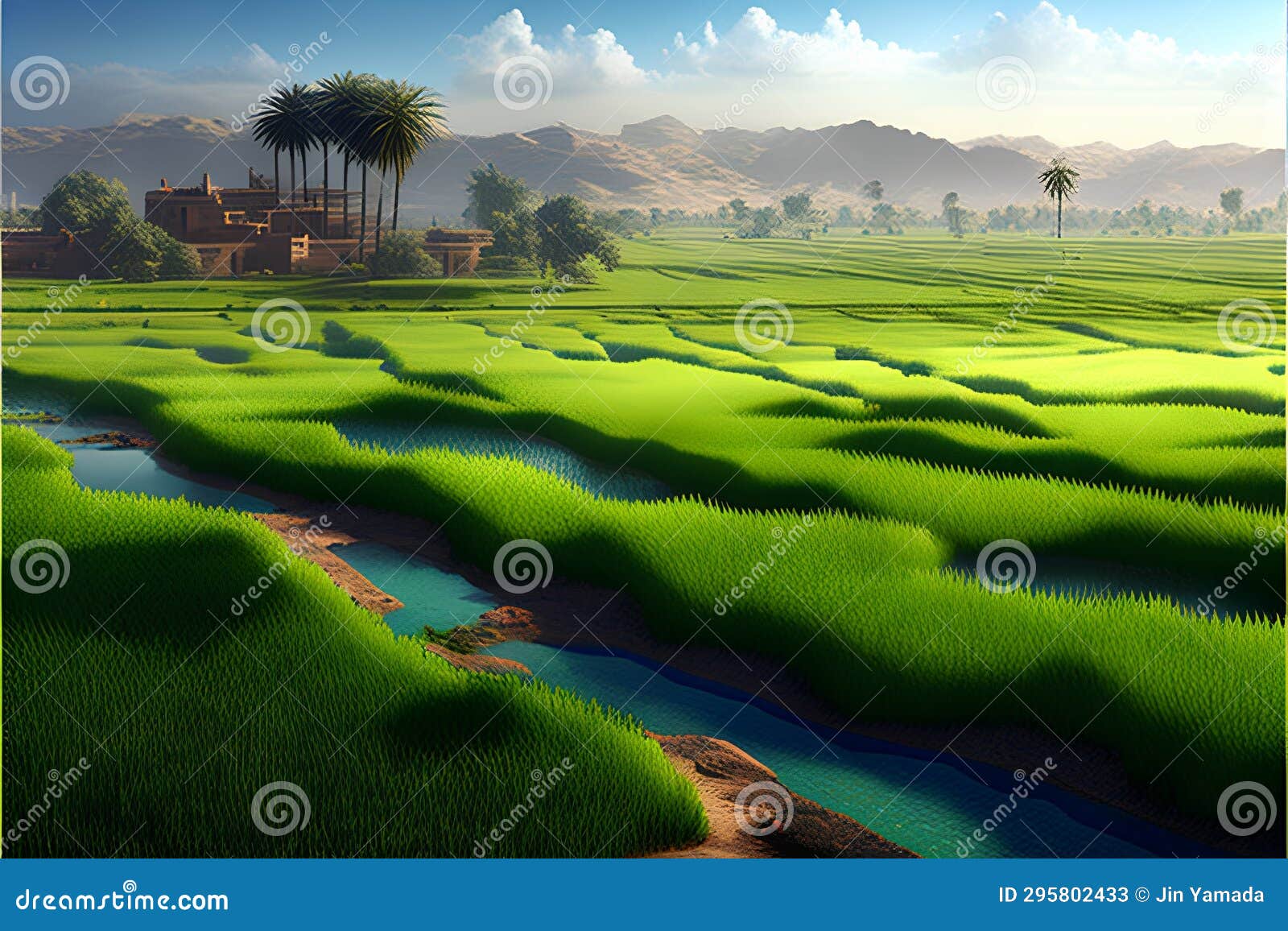 Rice Terraces in Jaisalmer, Rajasthan, India Stock Illustration ...