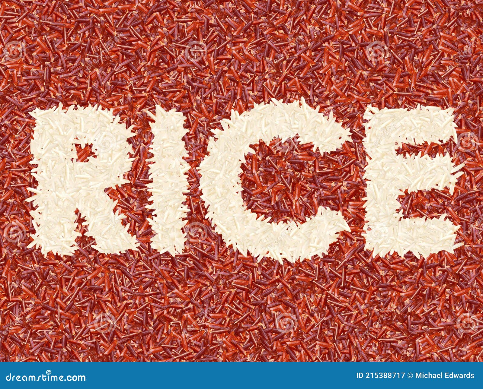 Rice Text or Word Made of Grains, White Rice for Font and Red for ...
