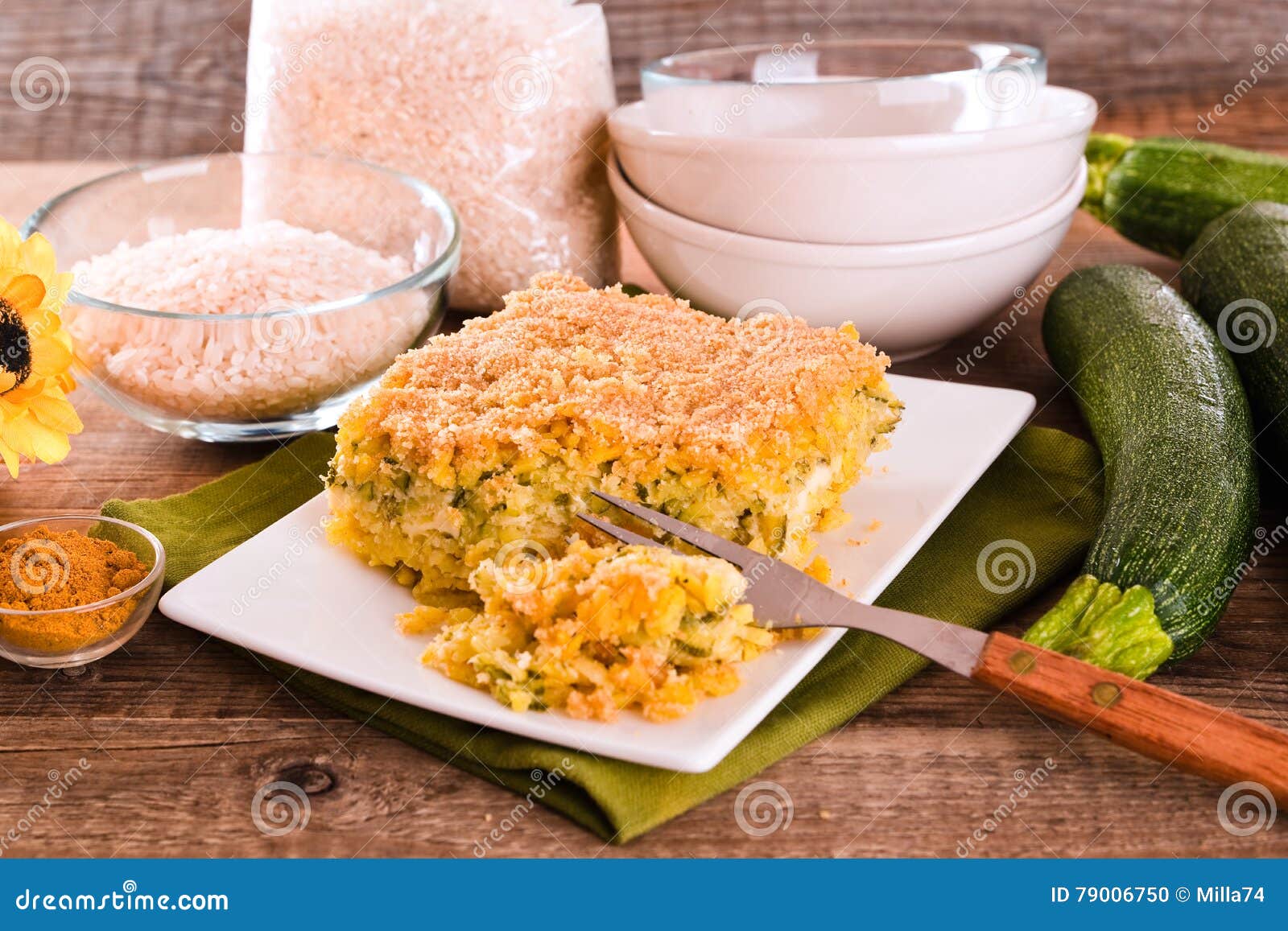 Rice Timbale with Zucchini. Stock Photo - Image of kitchen, filled ...