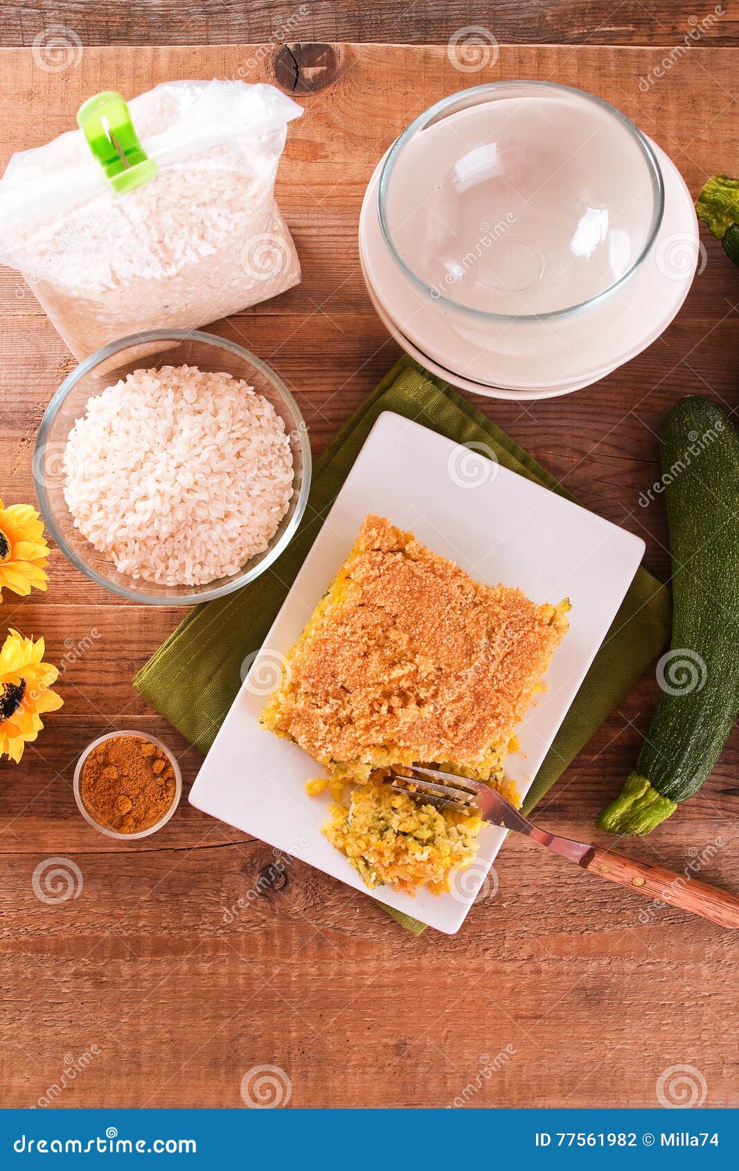 Rice Timbale with Zucchini. Stock Photo - Image of flower, filled: 77561982