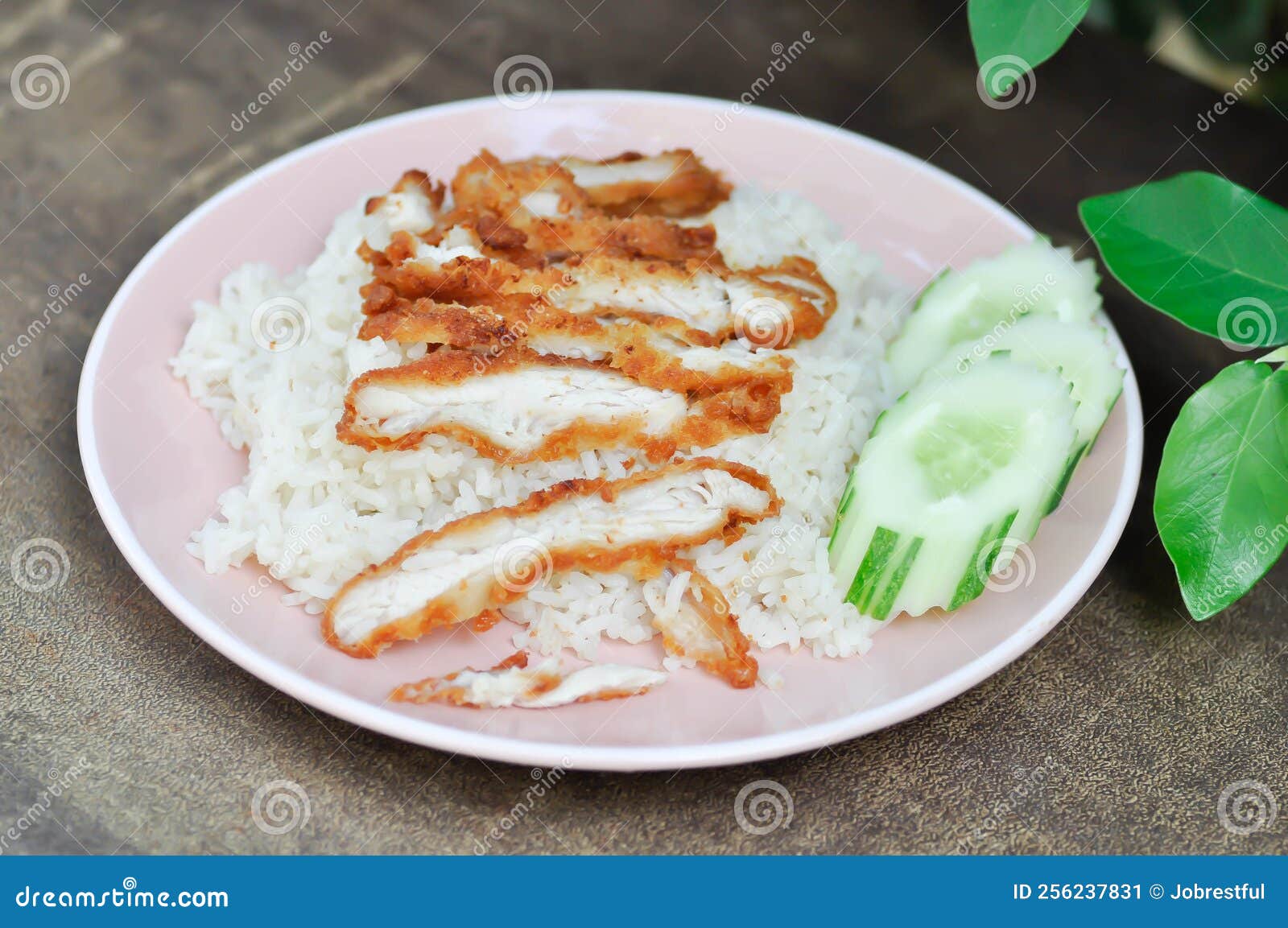 Rice Topped with Chicken or Chicken Rice or Fried Chicken and Rice ...