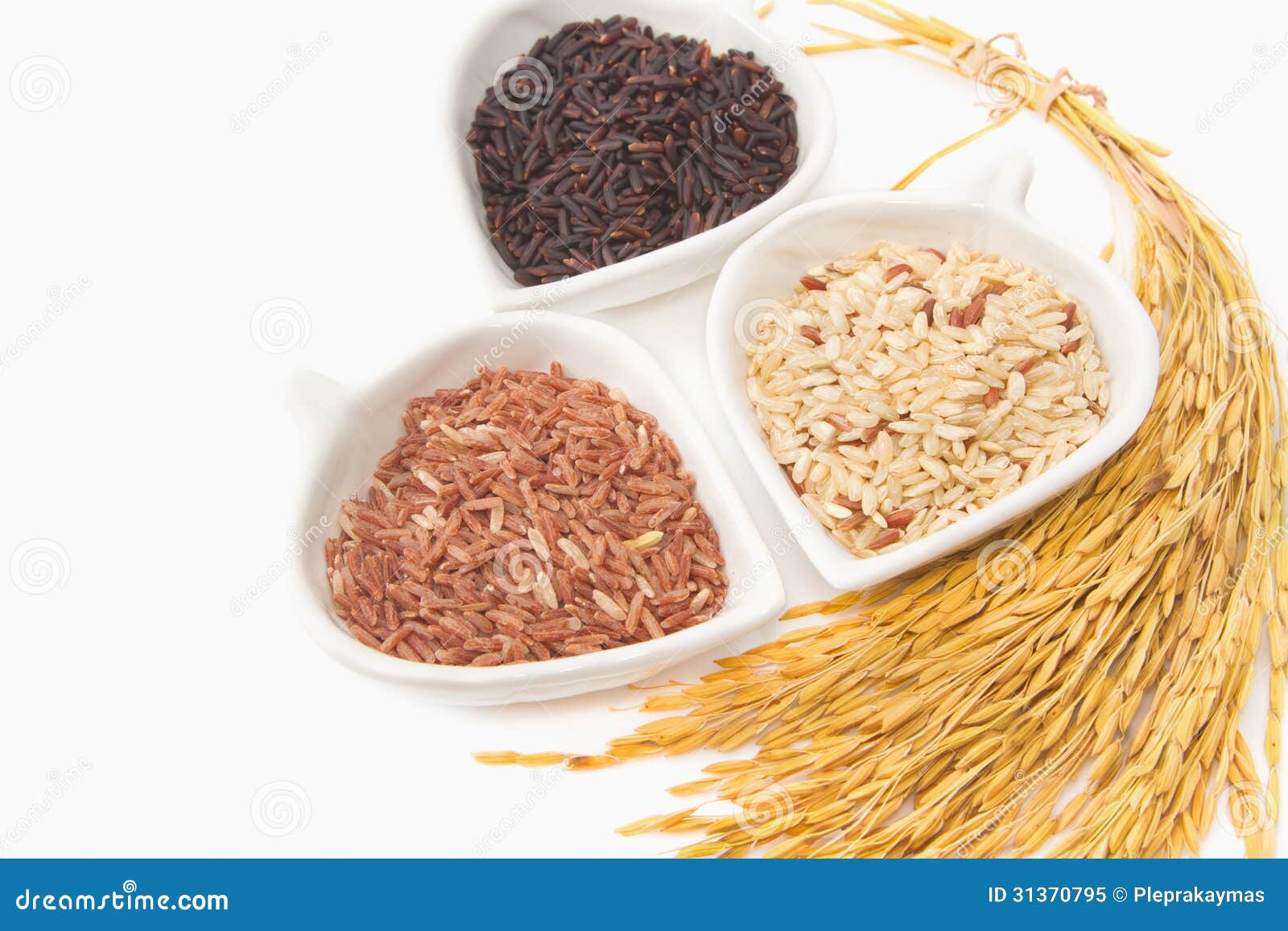 Rice Varieties,wheat,brown Rice,black Jasmin Rice Stock Image - Image ...