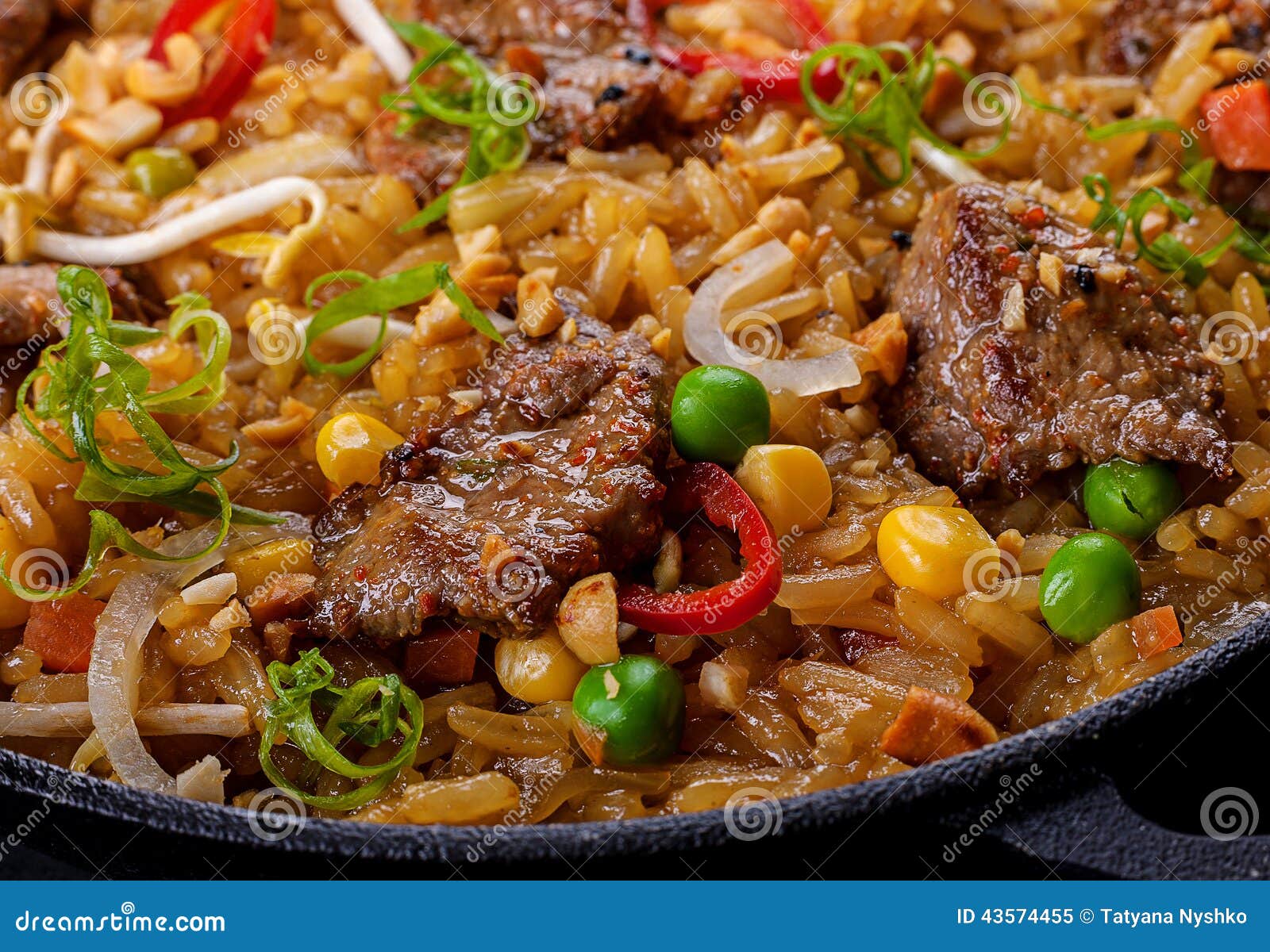 Rice and veal meat slice stock image. Image of traditional - 43574455