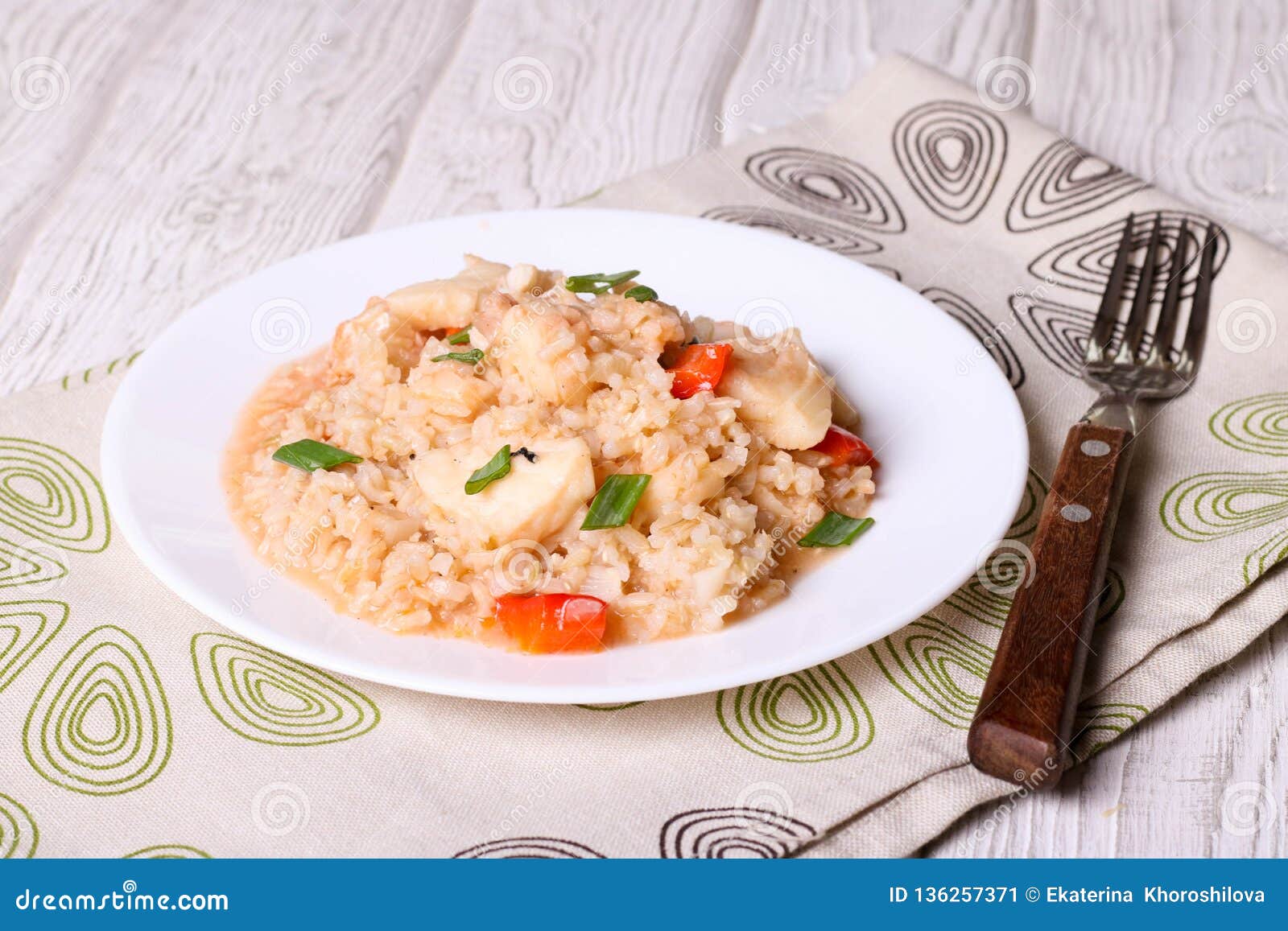 Rice with Vegetables and Fish Stock Image - Image of close, bowl: 136257371