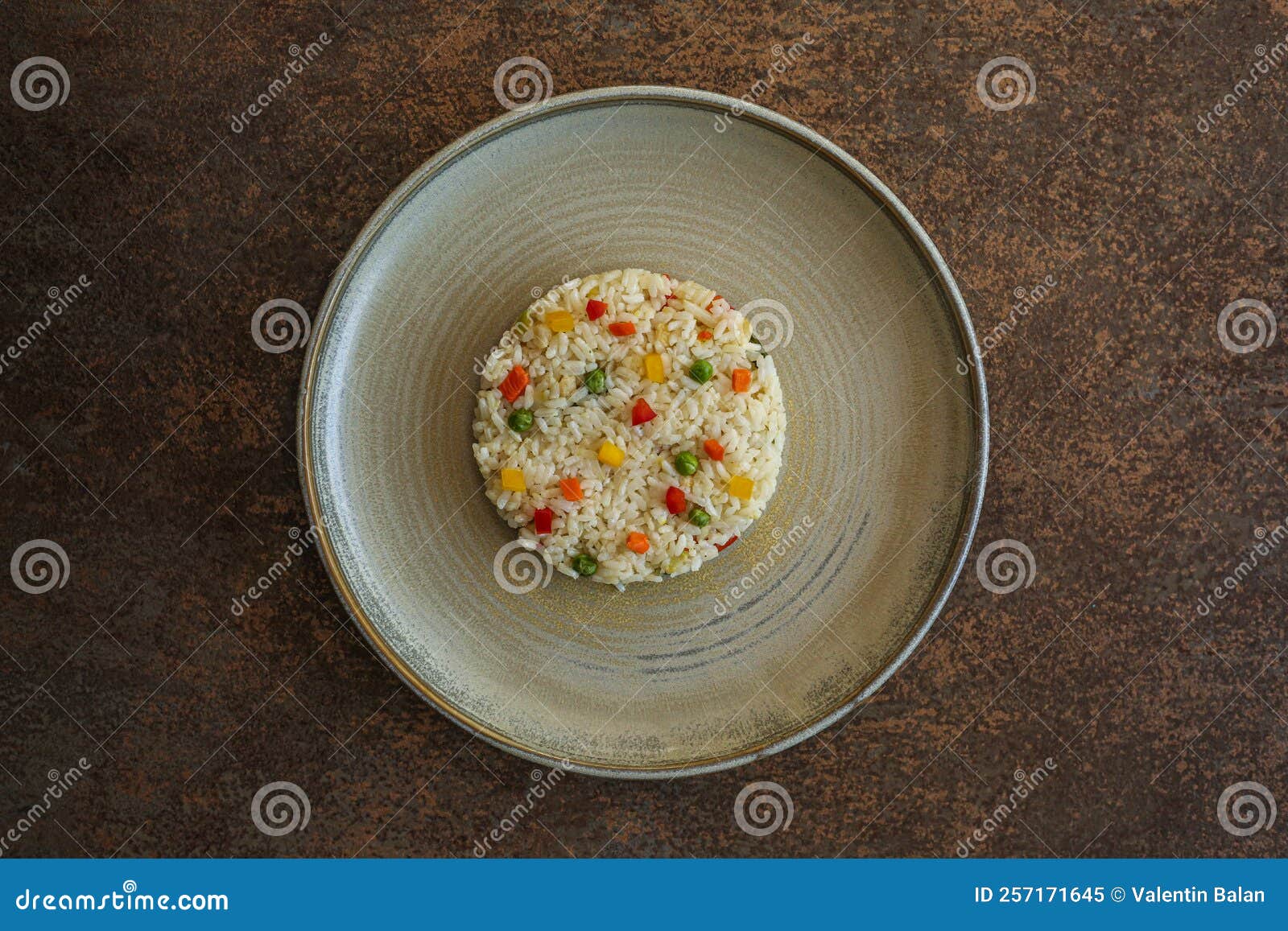 Rice with Vegetables on a Plate Stock Image - Image of asian, cheese ...