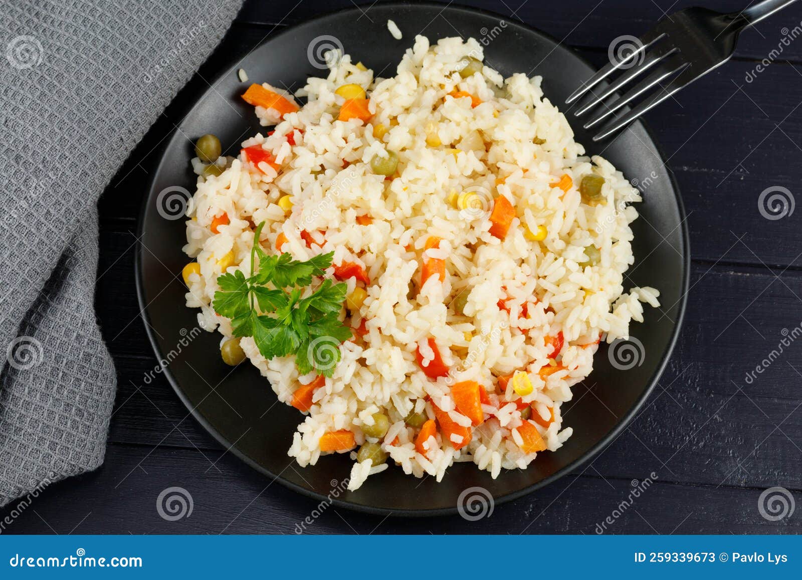 Rice with Vegetables in a Plate on the Table Stock Image - Image of ...