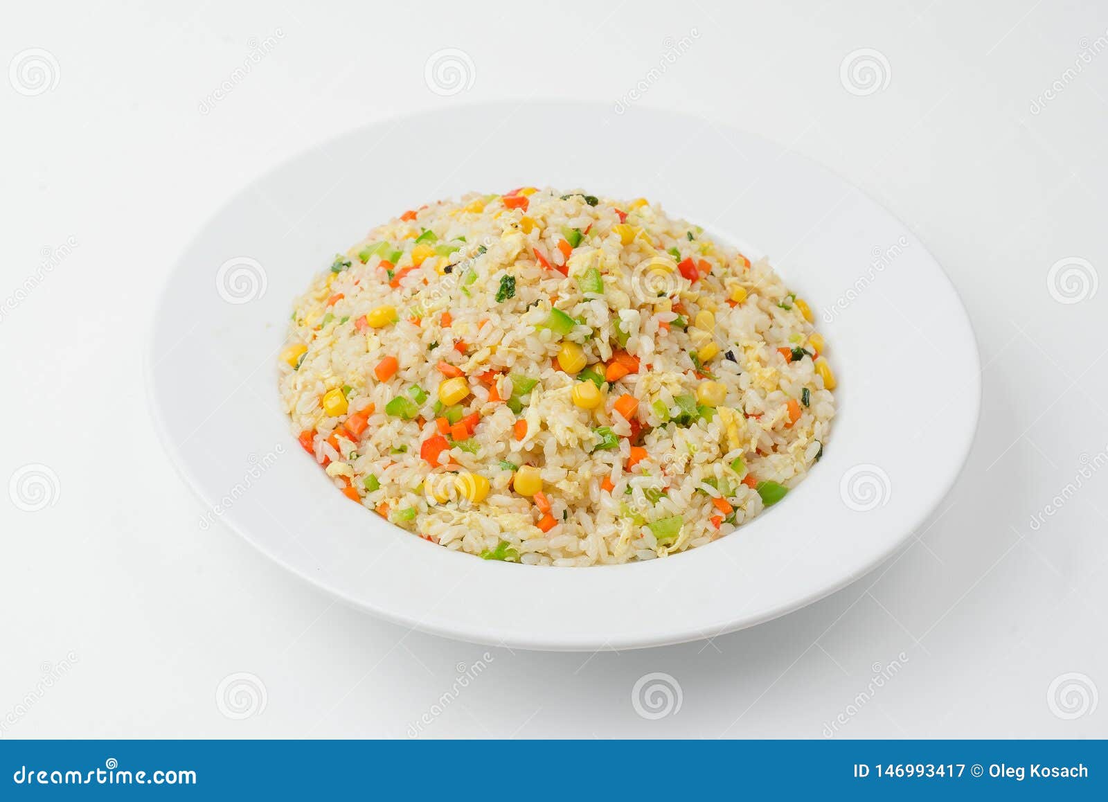 Rice with Vegetables on White Stock Image - Image of lunch, chicken ...