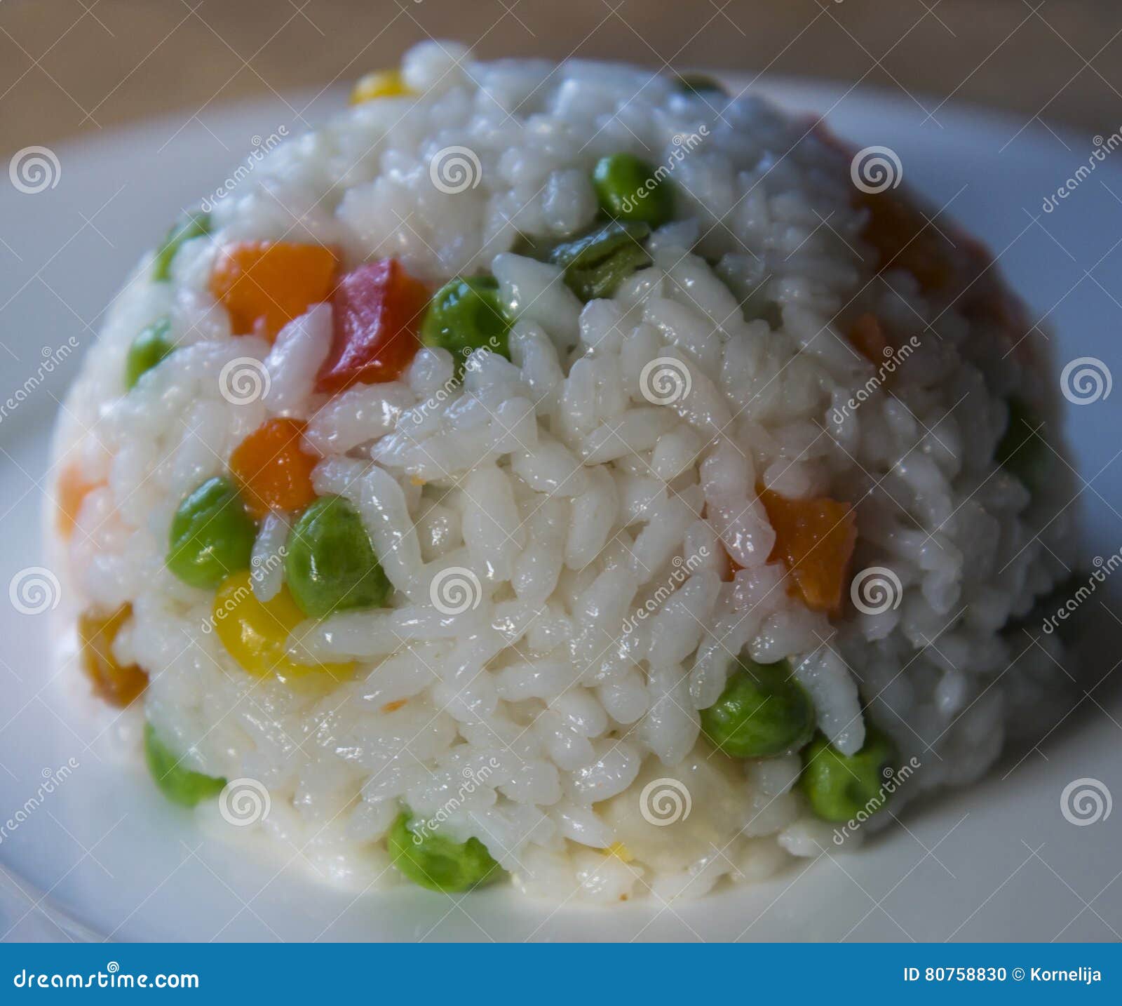 Rice with vegetables stock photo. Image of color, plate - 80758830