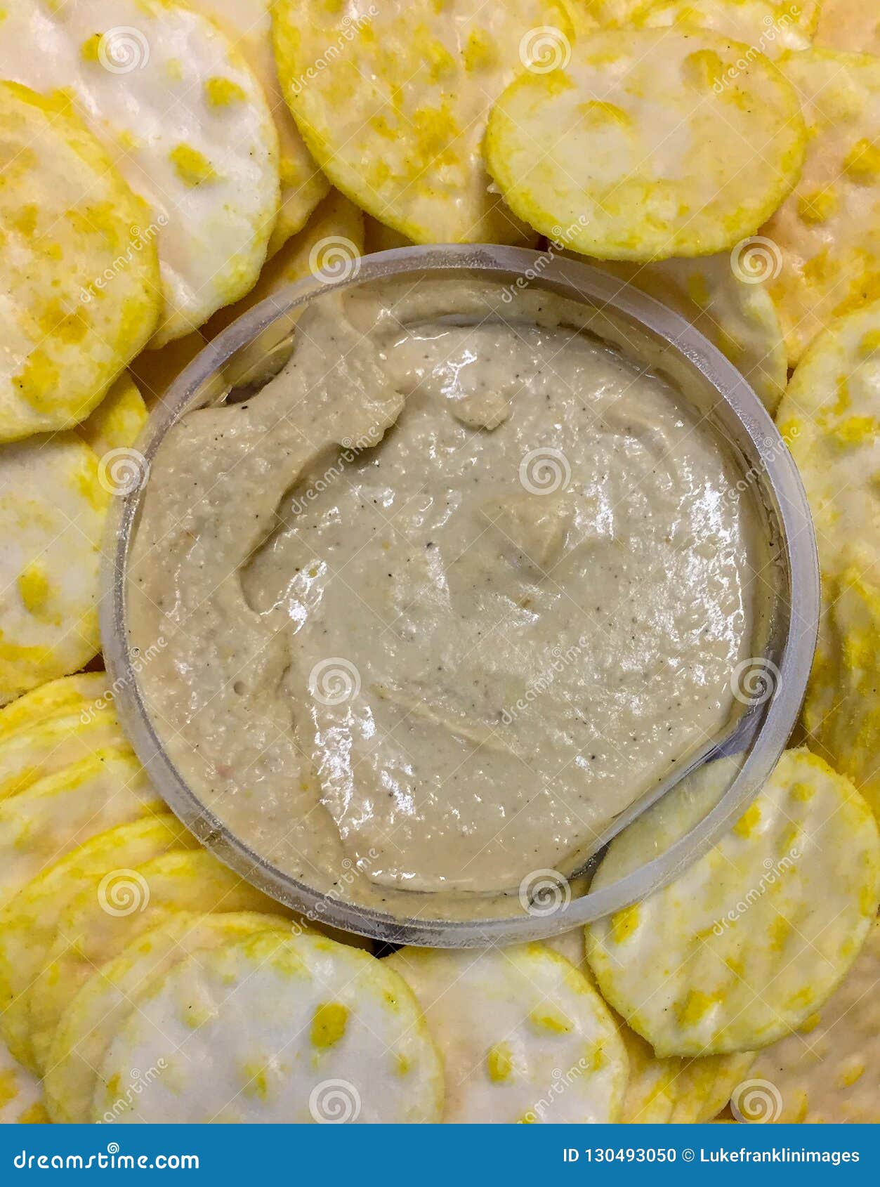 Rice wafers and hummus dip stock photo. Image of lebanese - 130493050