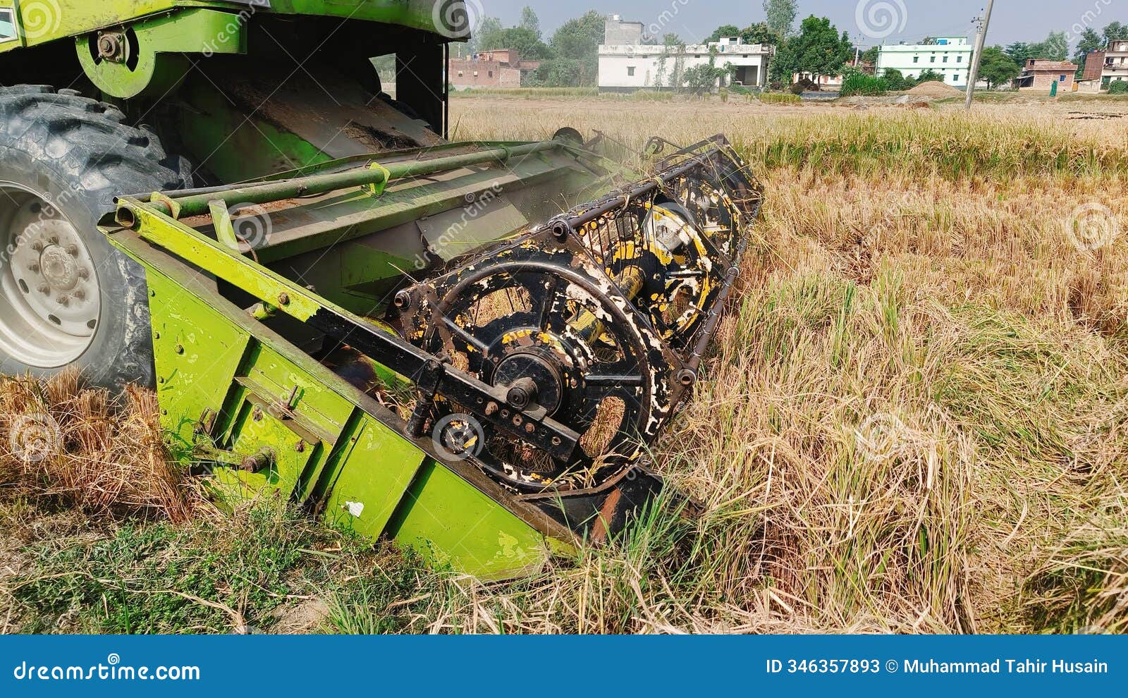 Rice Wheat Harvesting Machine Cutting Crops Stock Image - Image of ...