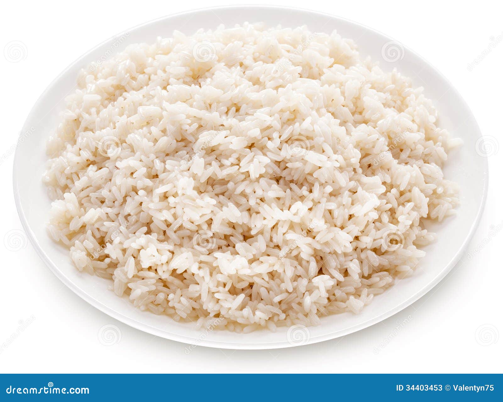 Rice On A White Plate. Stock Photos - Image: 34403453