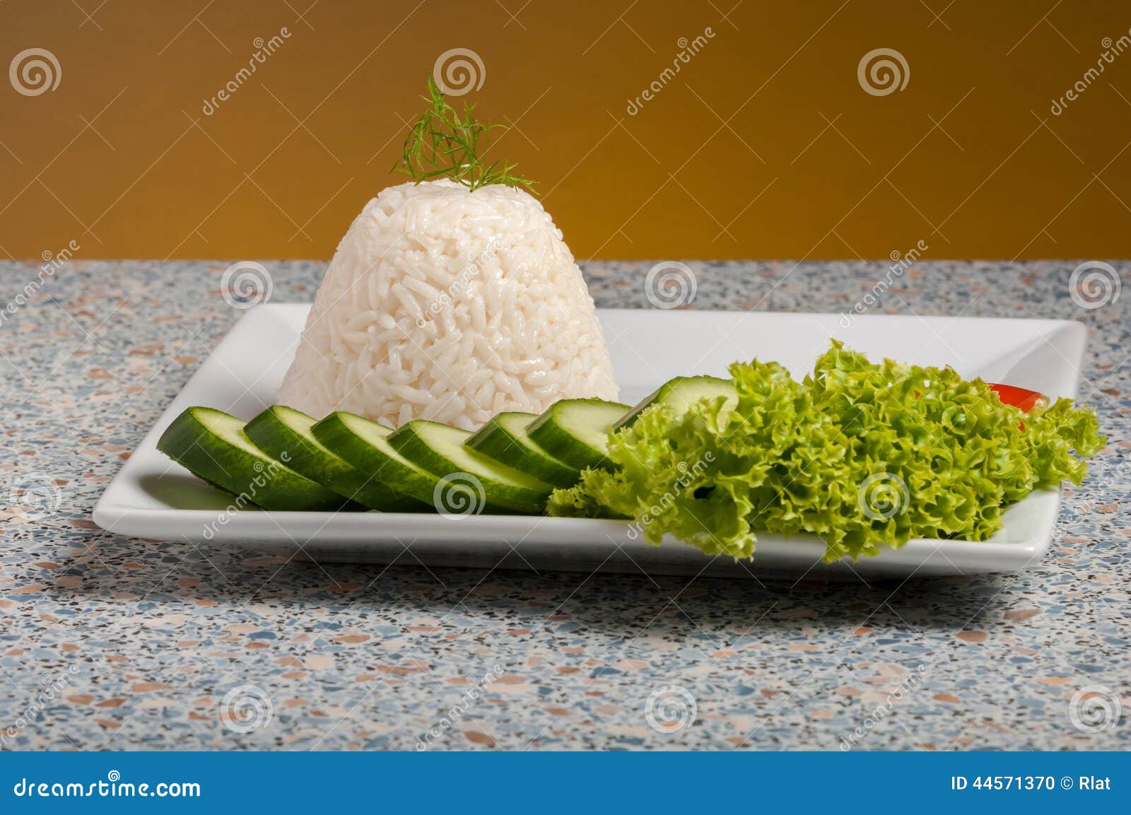 Rice on white plate stock photo. Image of food, cuisine - 44571370