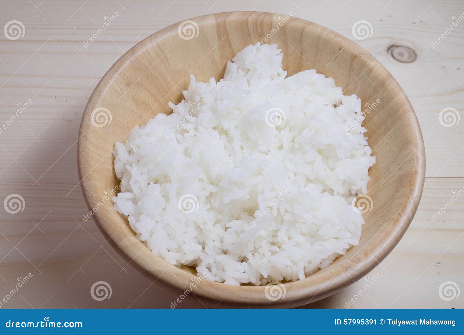 Rice in wood bowl stock image. Image of cooked, culture - 57995391