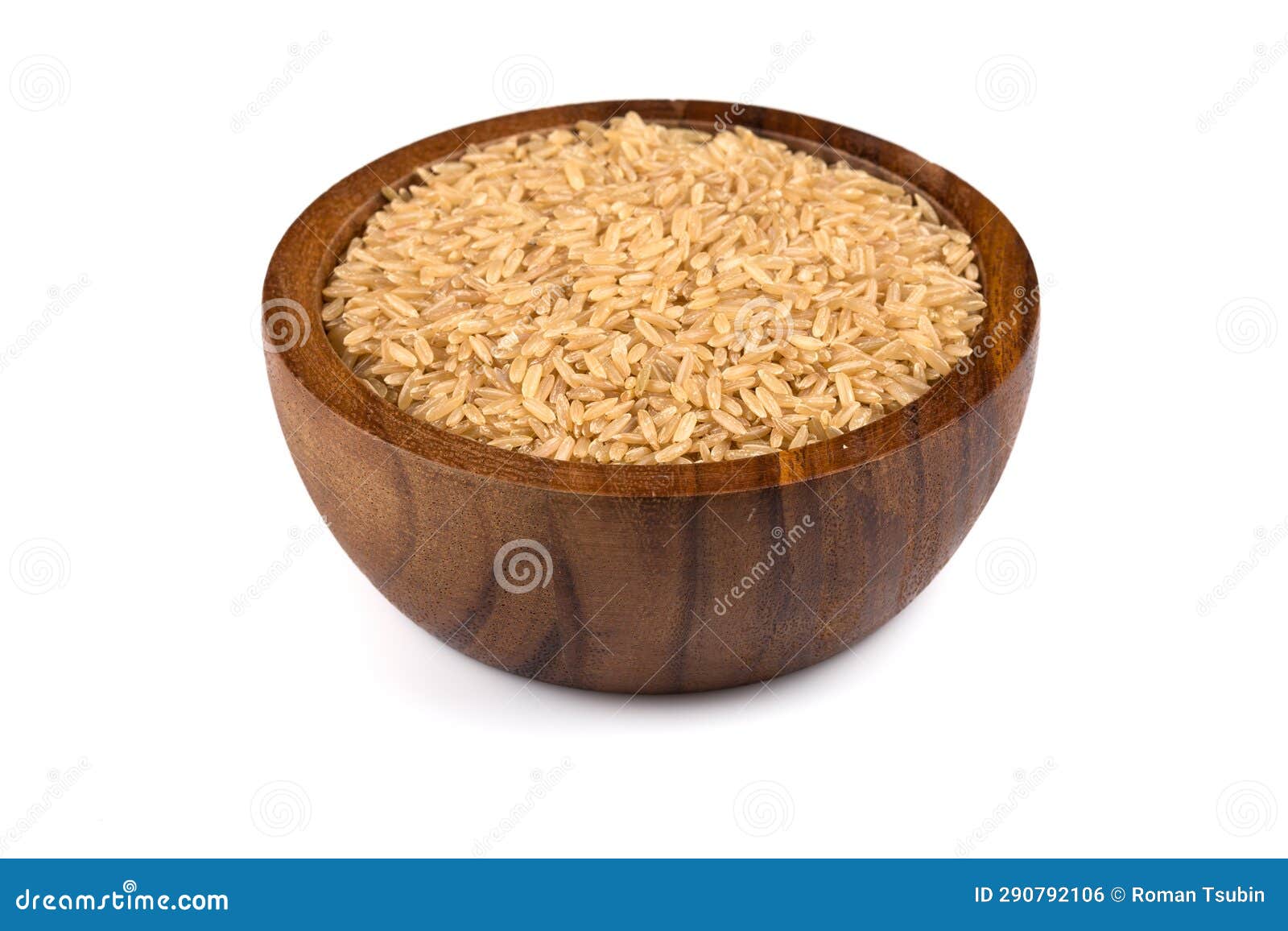 Rice in wooden bowl stock photo. Image of grain, health - 290792106