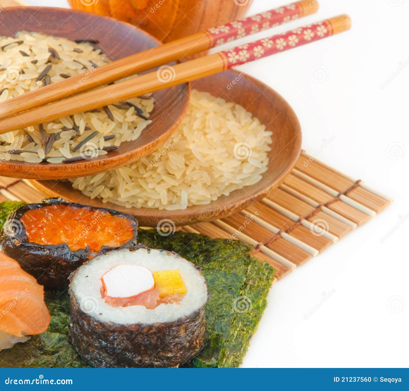 Rice in Wooden Plates Plates Stock Photo - Image of eating, lunch: 21237560
