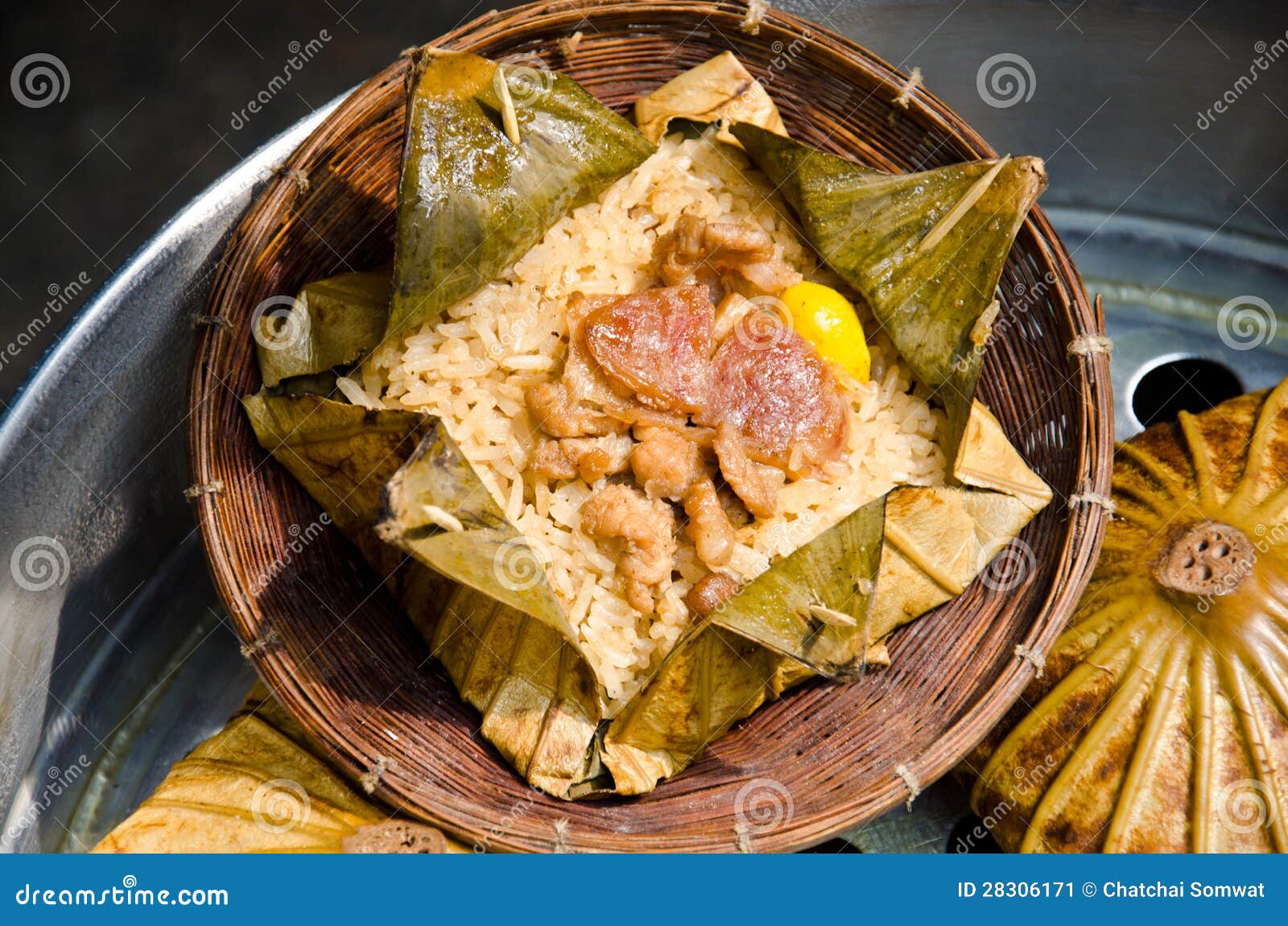 Rice Wrapped in Lotus Leaf. Stock Image - Image of leaf, ginkgo: 28306171