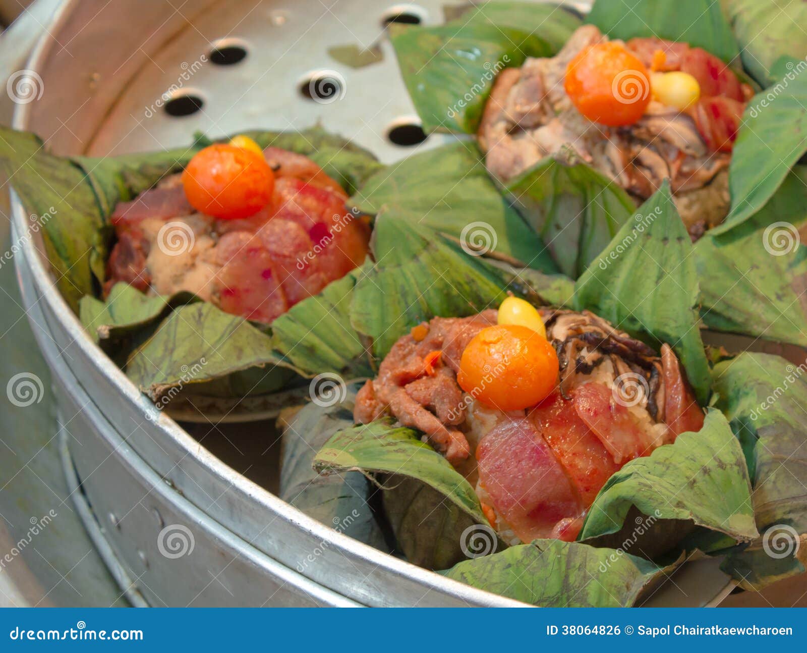 Rice wrapped in lotus leaf stock photo. Image of leaf - 38064826