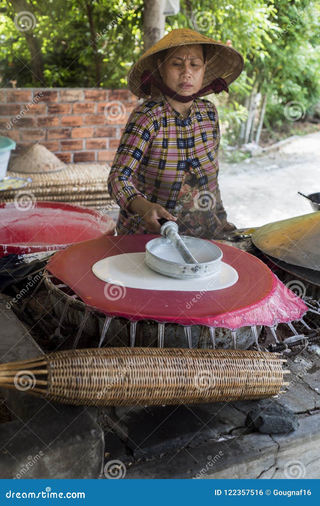 Rice Wrappers Making in the Mekong Delta. Editorial Photo - Image of ...